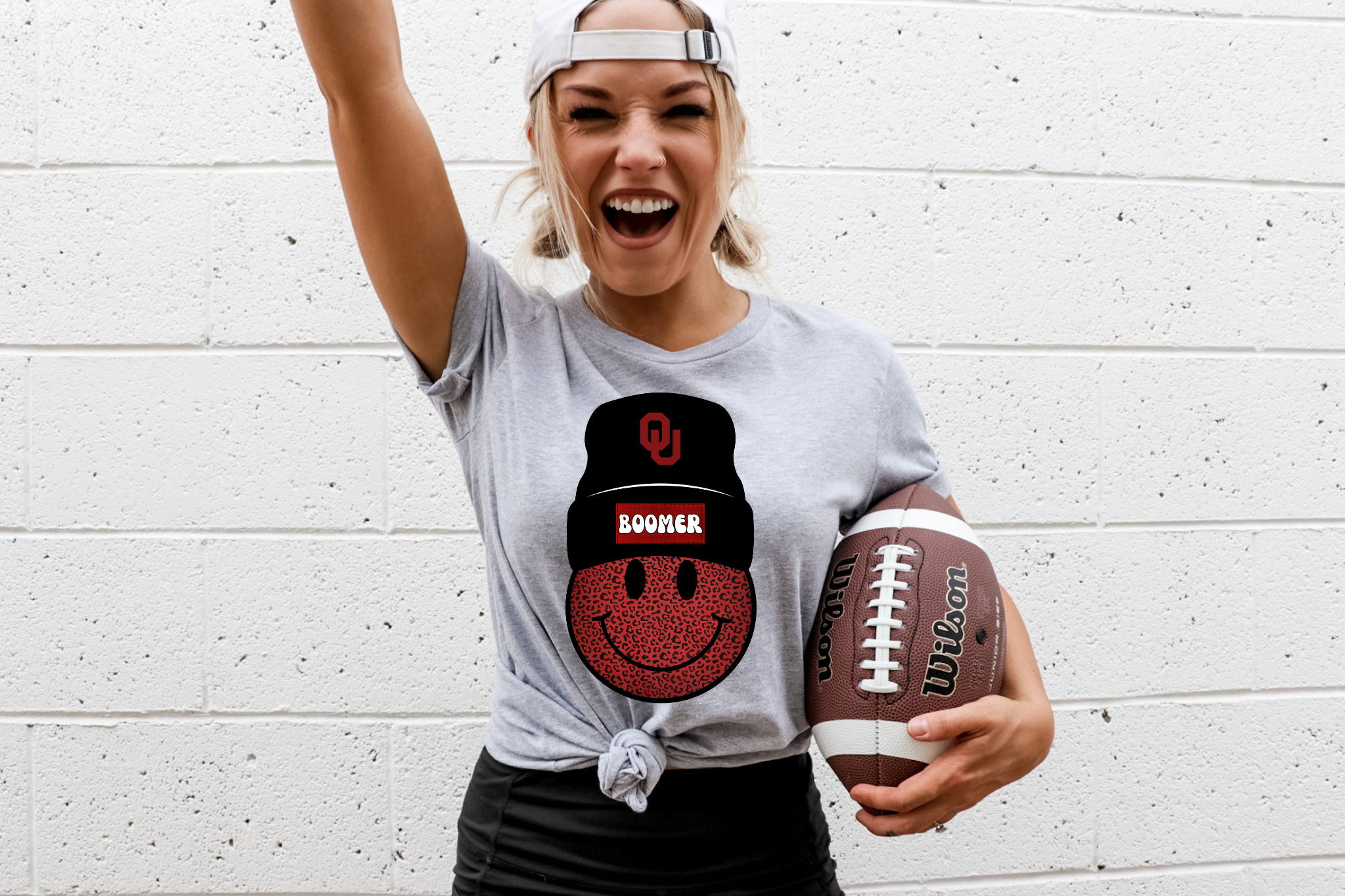OU smiley beanie- red cheetah print – Earthline Customs