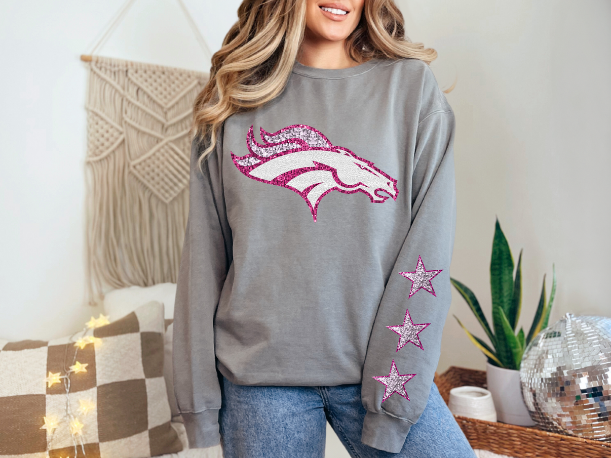 Broncos Glitter Football - FRONT ONLY – Earthline Customs