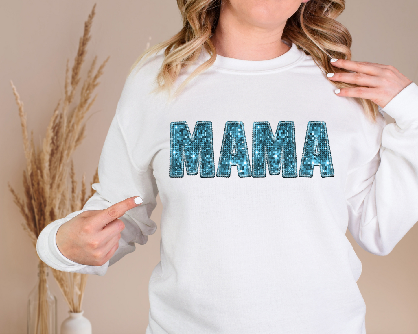 Mama, sequin - blue – Earthline Customs