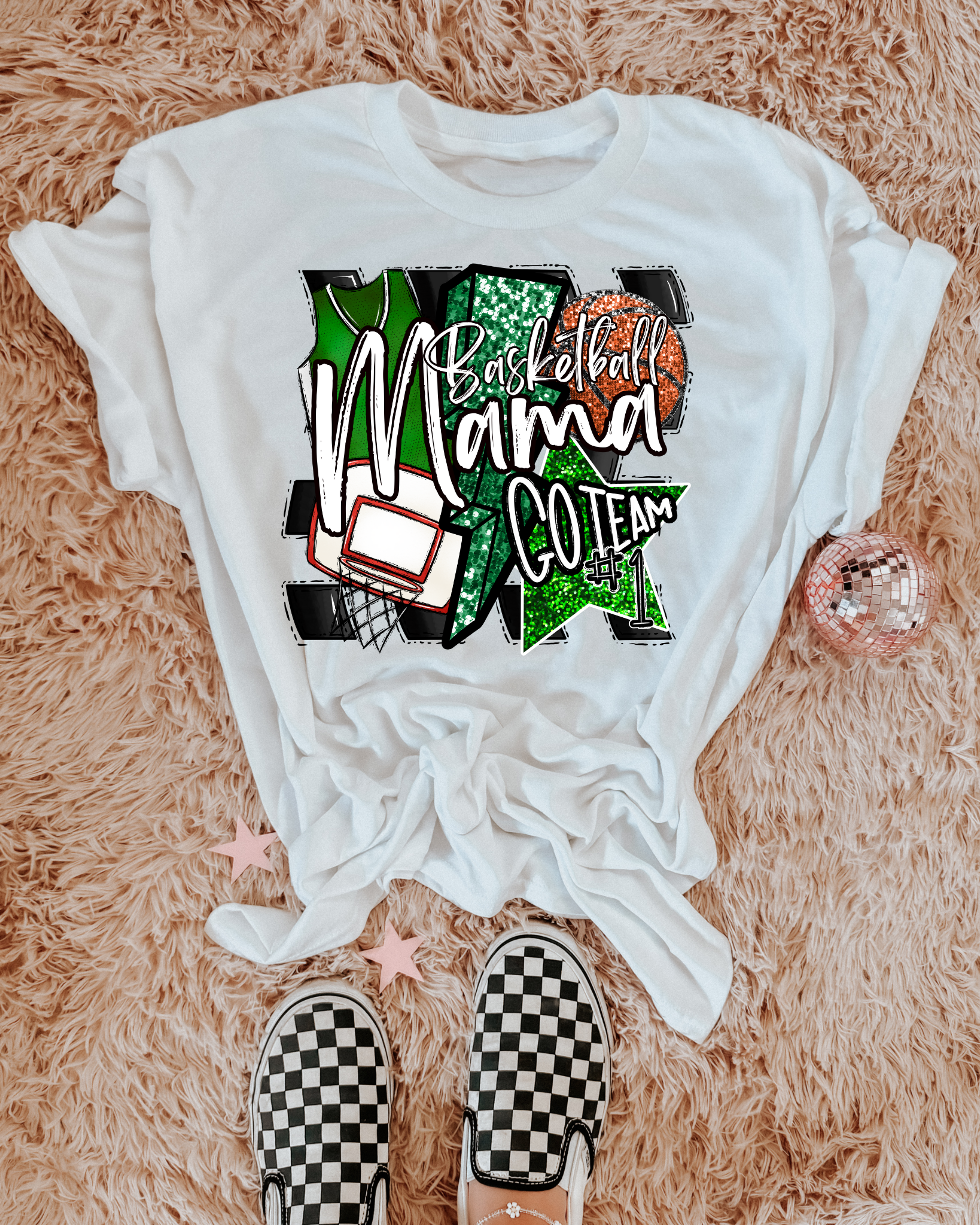 Basketball Mama Go Team (green/glitter) – Earthline Customs