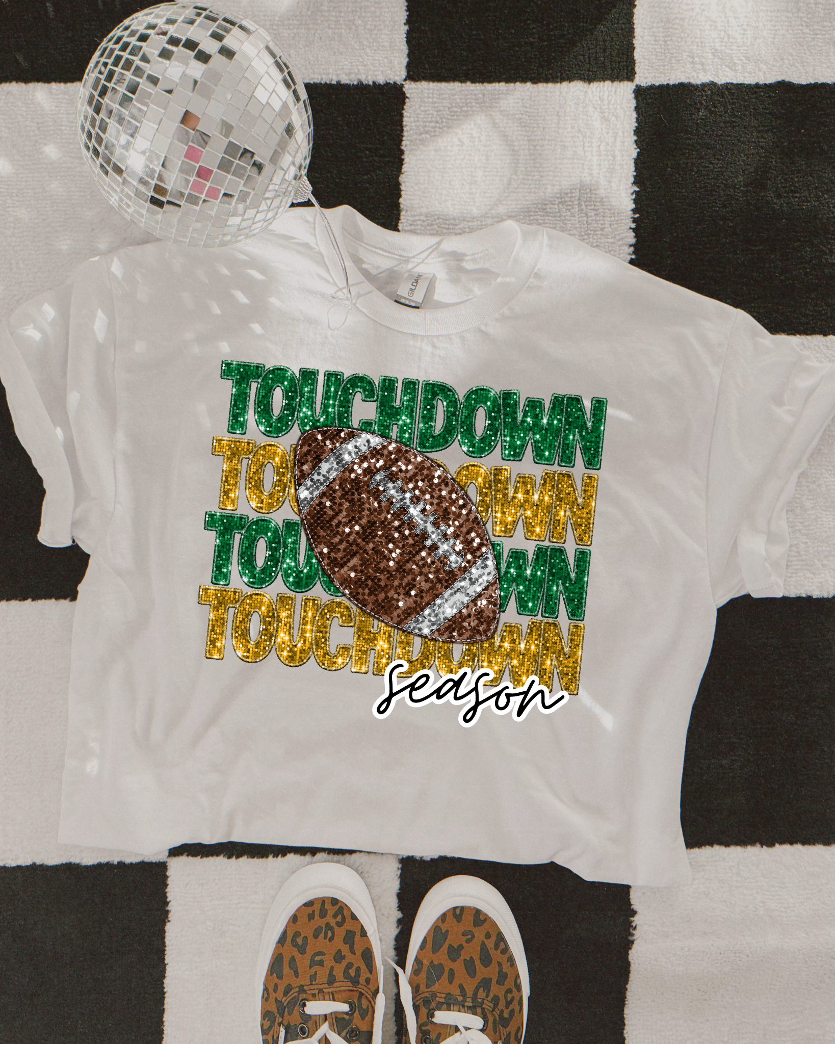 Touchdown Season Green And Yellow Glitter – Earthline Customs