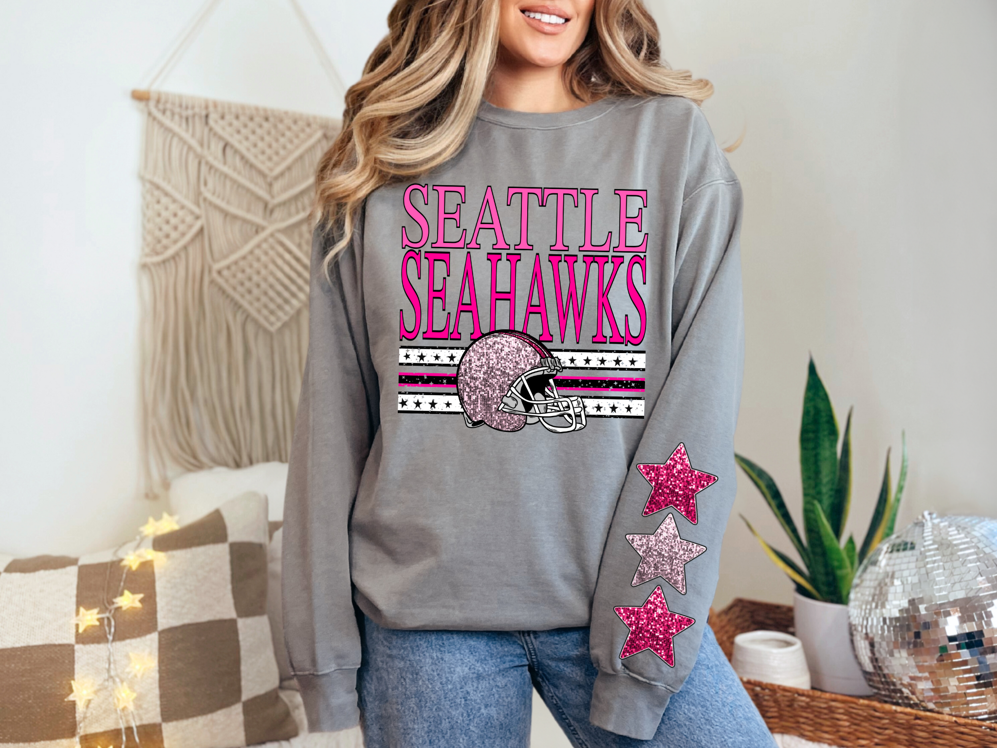 NFL Pink Sequins Seattle Seahawks - FRONT – Earthline Customs