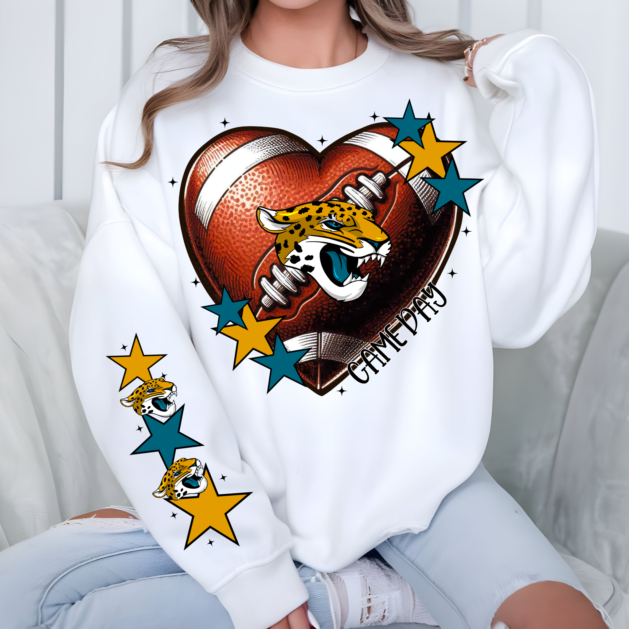 Jacksonville Jaguar Heart Shaped Football-Chest – Earthline Customs