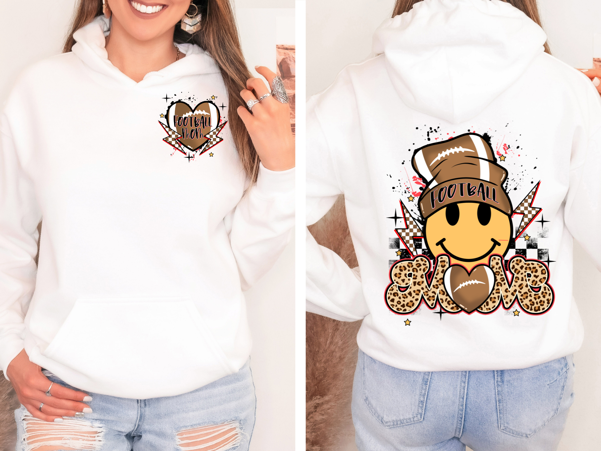 Football mom, cheetah print - back – Earthline Customs