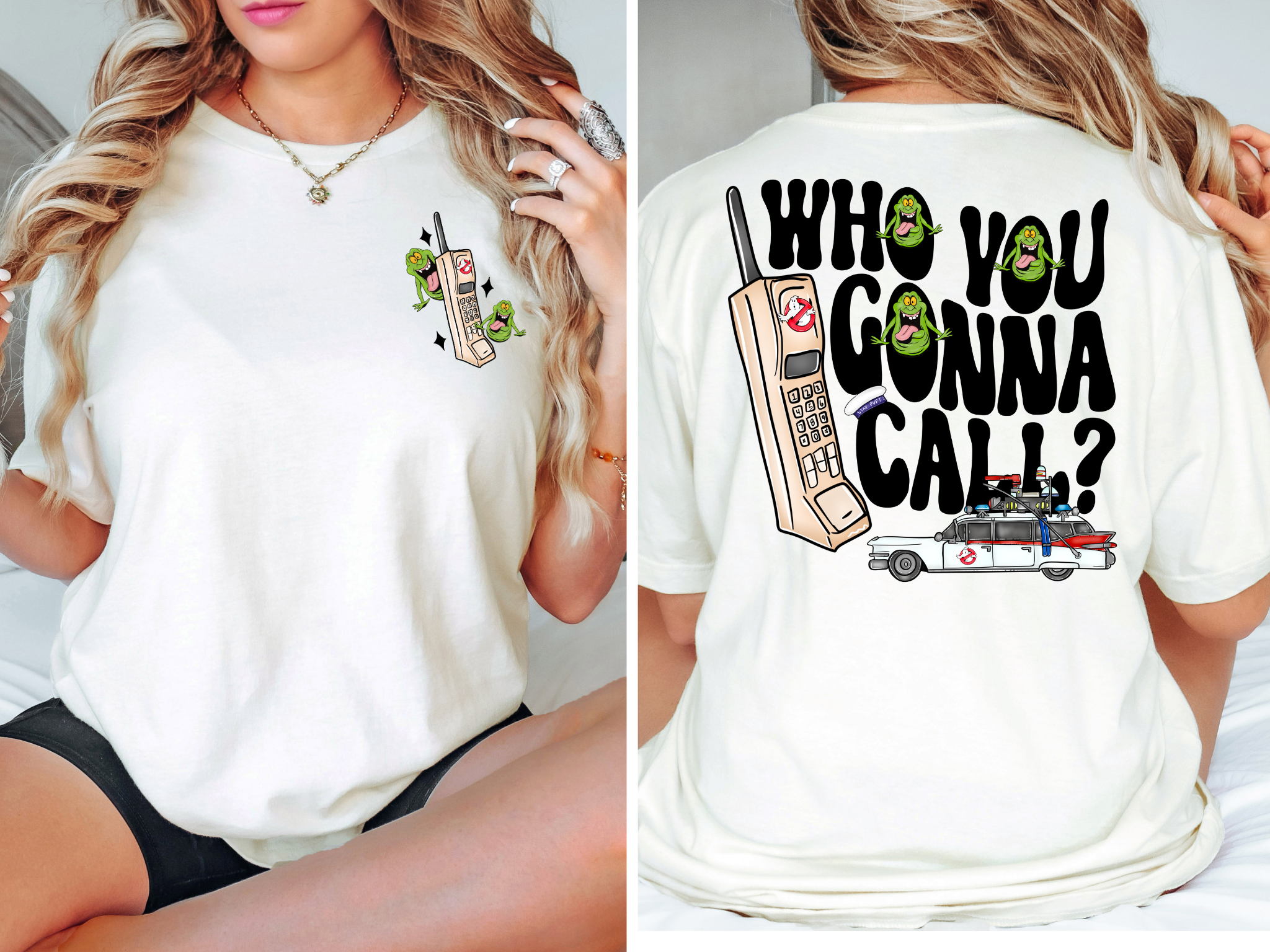 Green ghosts and ghostbuster phone - front – Earthline Customs