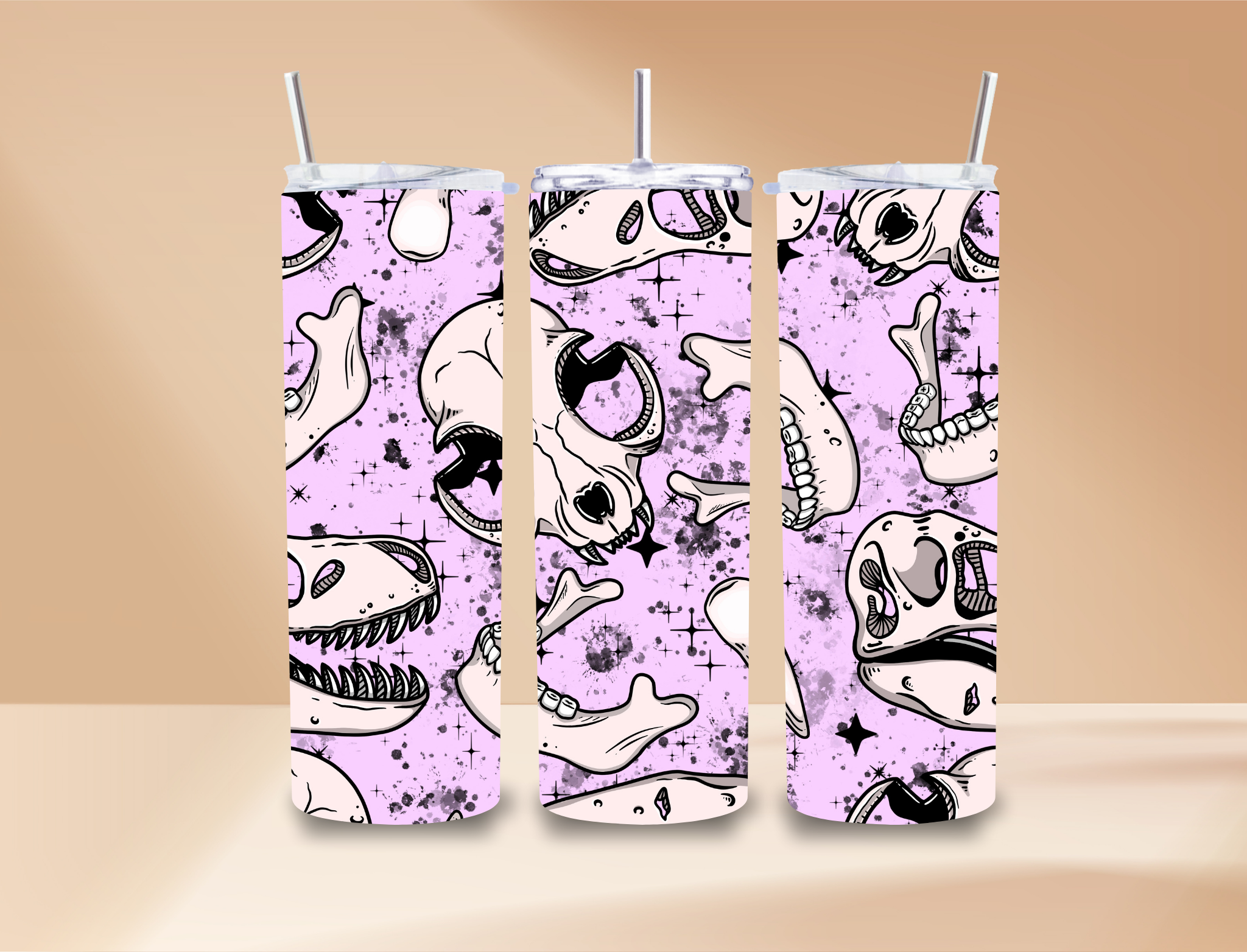 Skulls With Pink And Black Sparkles - 20oz SUBLIMATION – Earthline Customs