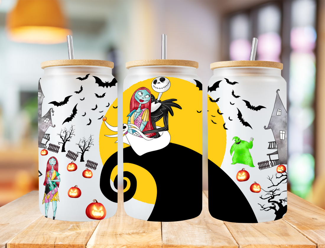 Jack Skellington and Saly sitting on a hill - UV Libby Wrap – Earthline Customs