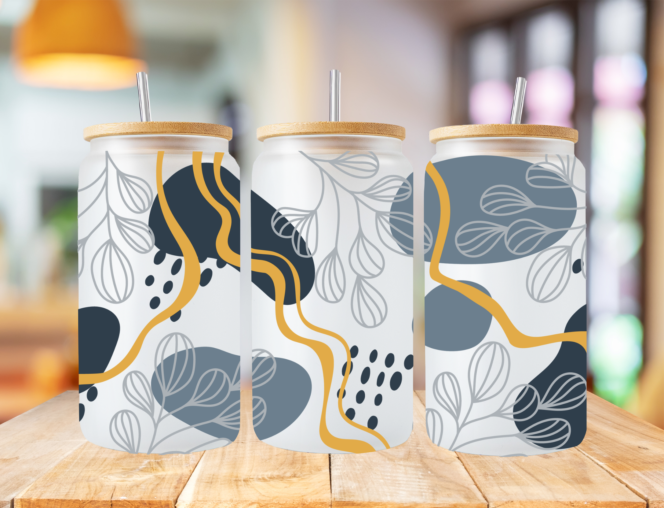 Yellow waves and grey plants - UV Libby Wrap – Earthline Customs