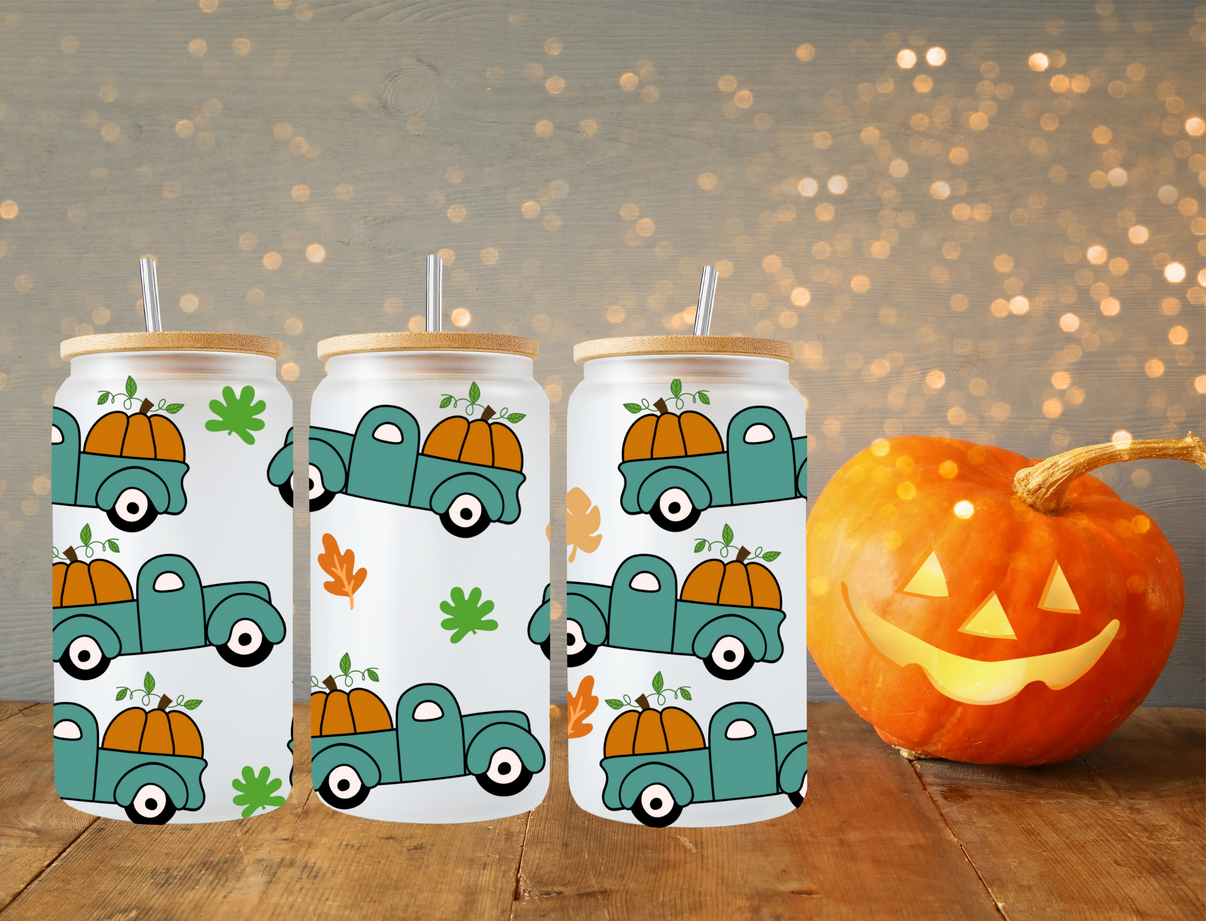 Blue truck hauling pumpkins - UV Libby Wrap – Earthline Customs