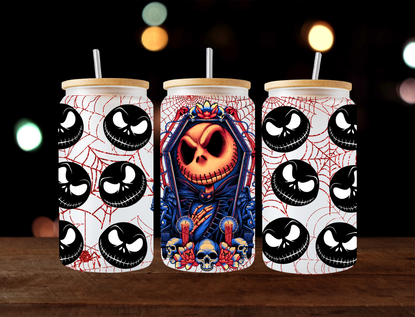 Jack Skellington & red spider webs - UV Libby Wrap – Earthline Customs