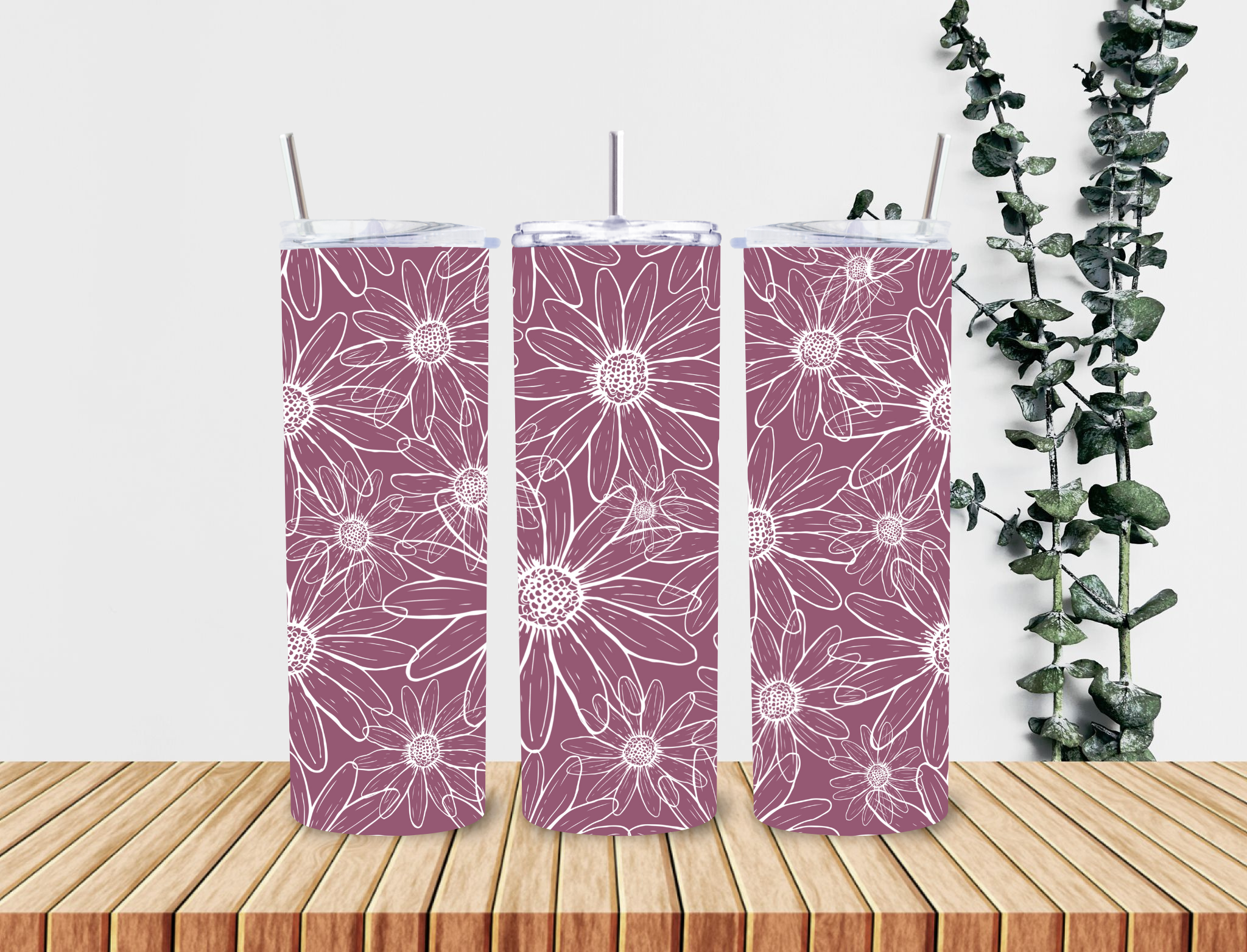 20oz Maroon Floral Cup Sublimation Wrap – Earthline Customs