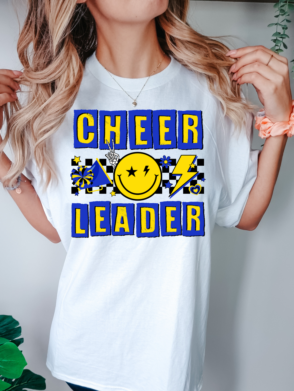 Cheer Leader Checkered Blue Smiley Face – Earthline Customs