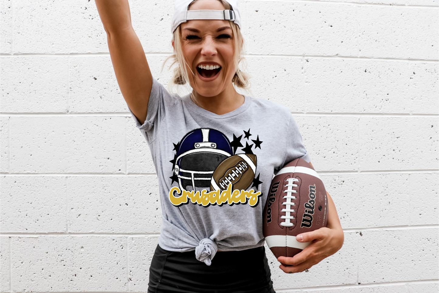 Crusaders with helmet- yellow letters & black helmet – Earthline Customs