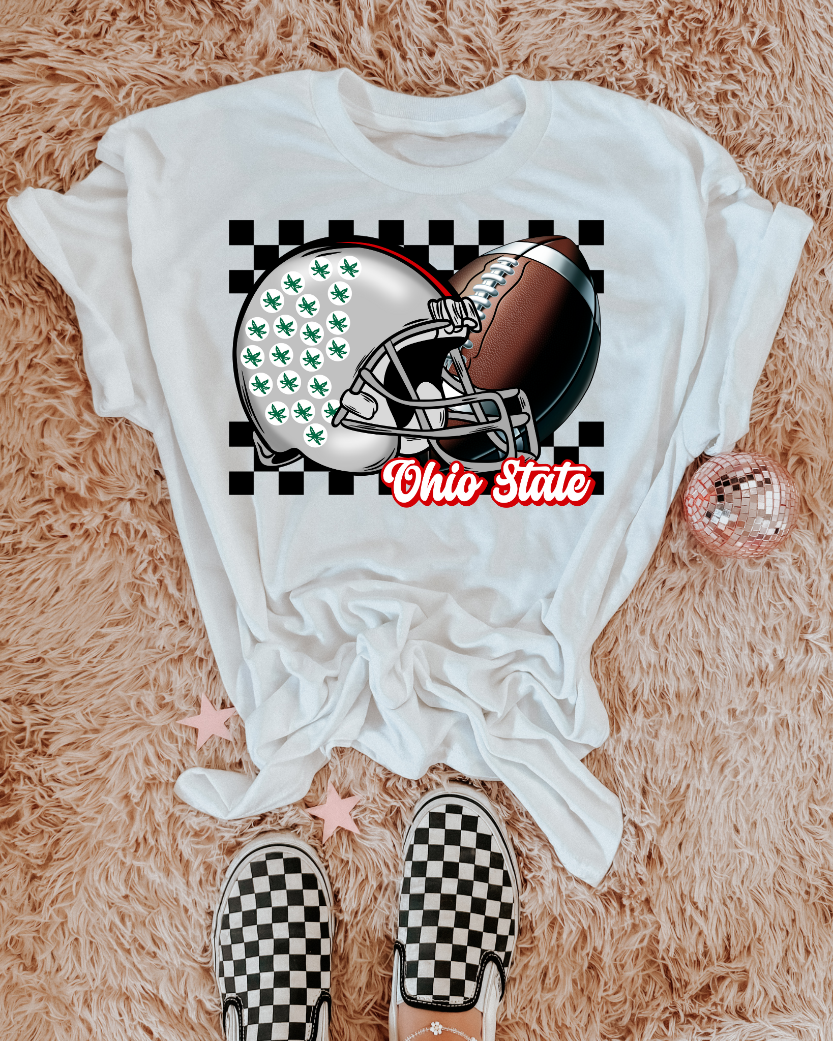 Ohio State Helmet Checkered Background – Earthline Customs