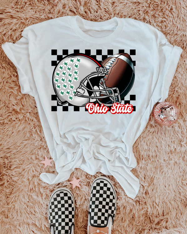 Ohio State Helmet Checkered Background – Earthline Customs