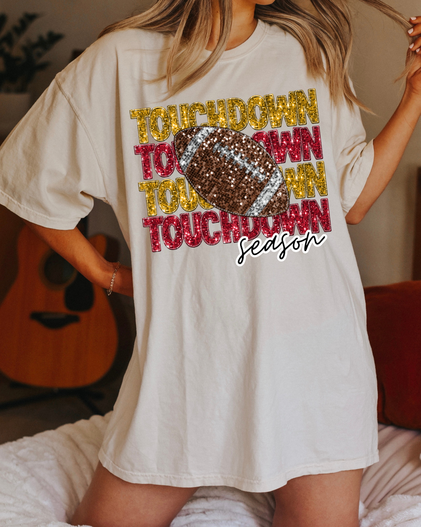 Touchdown Season Yellow And Red Glitter – Earthline Customs