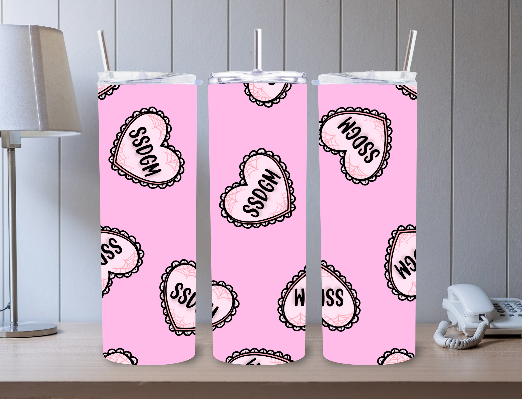 SSDGM Pink Heart Pink Background - 20oz SUBLIMATION – Earthline Customs