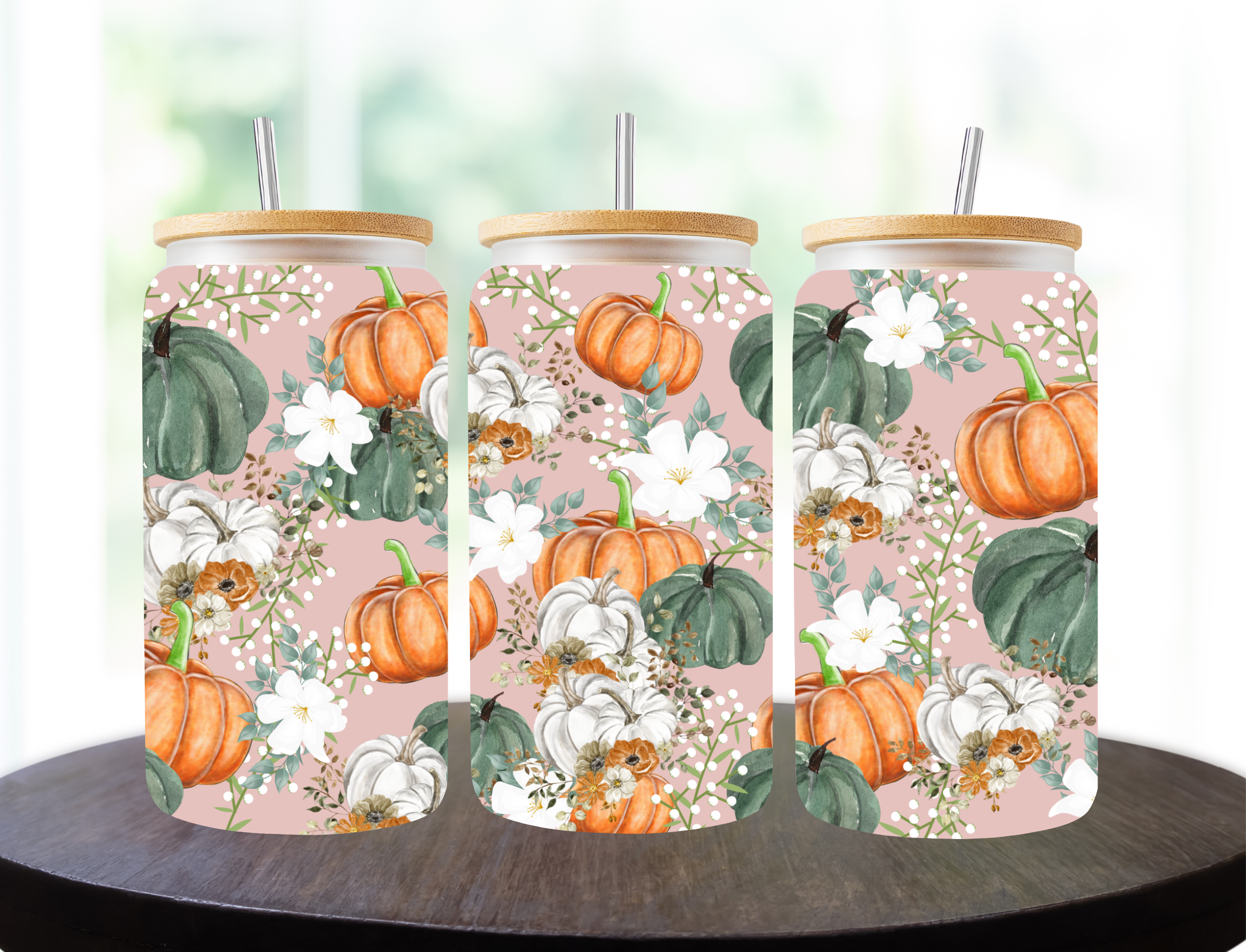 Orange, white, and green pumpkins - UV Libby Wrap – Earthline Customs