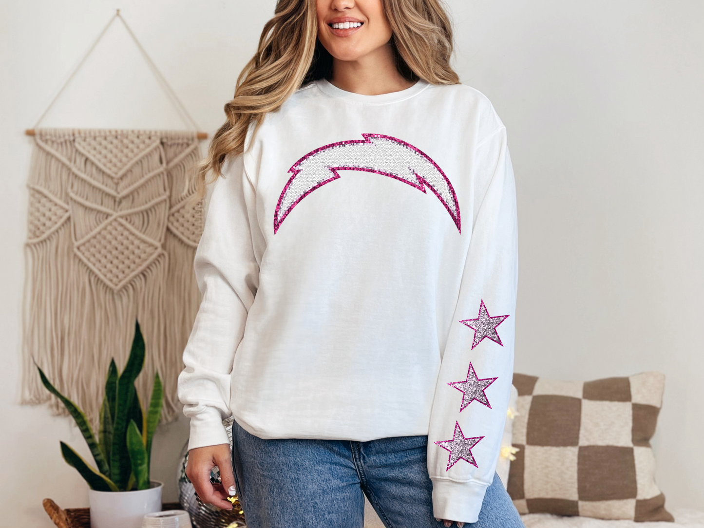 Chargers Glitter Football - FRONT ONLY – Earthline Customs