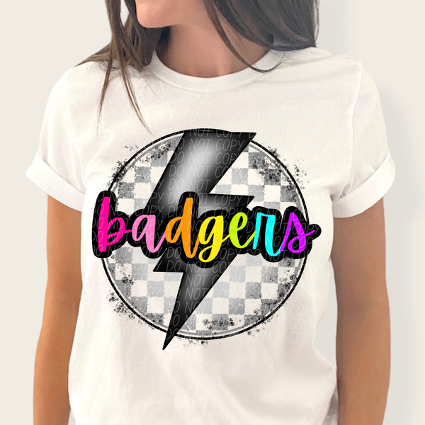 Rainbow Badgers Checkered Bolt – Earthline Customs