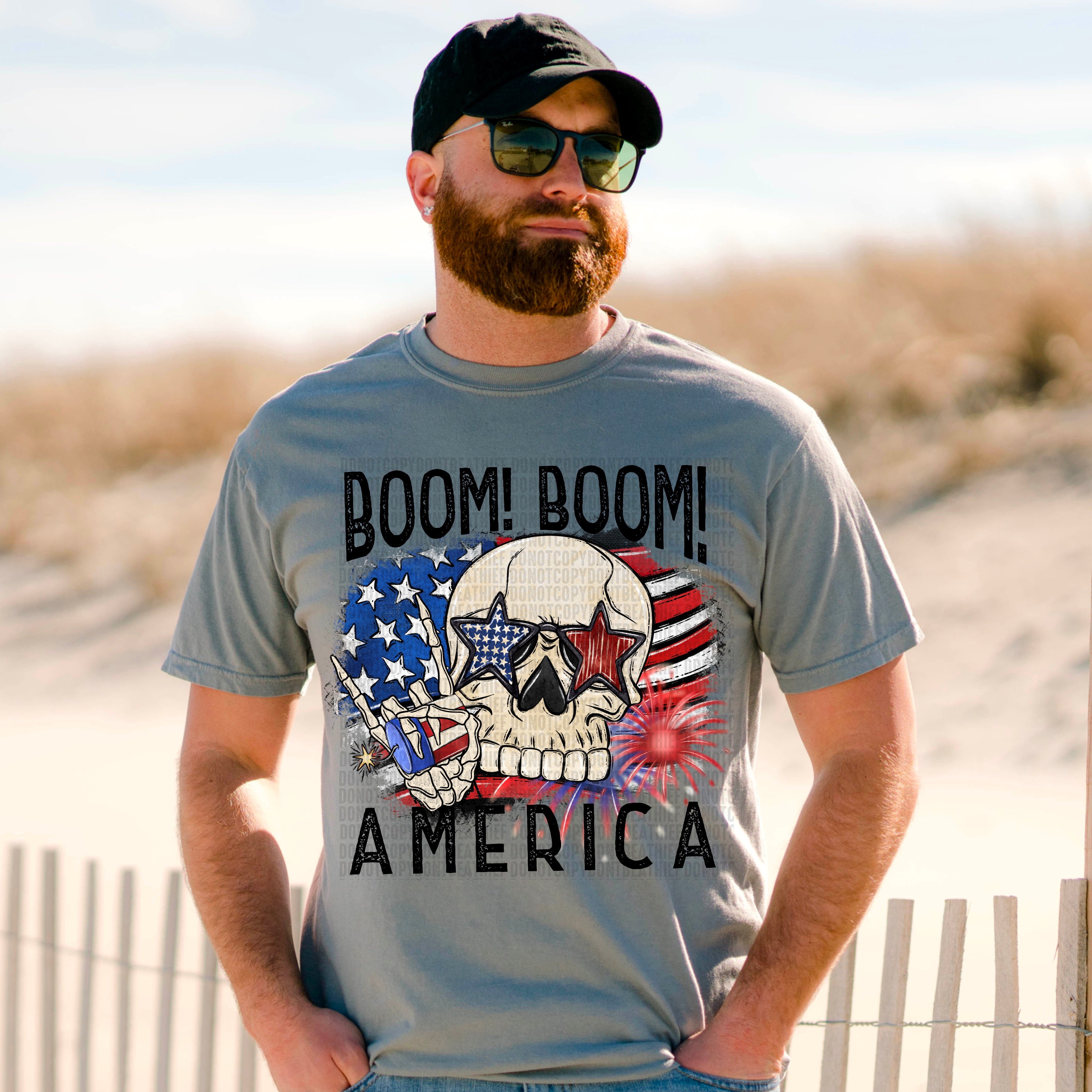 Boom! Boom! America BLACK - DTF Transfer – Earthline Customs