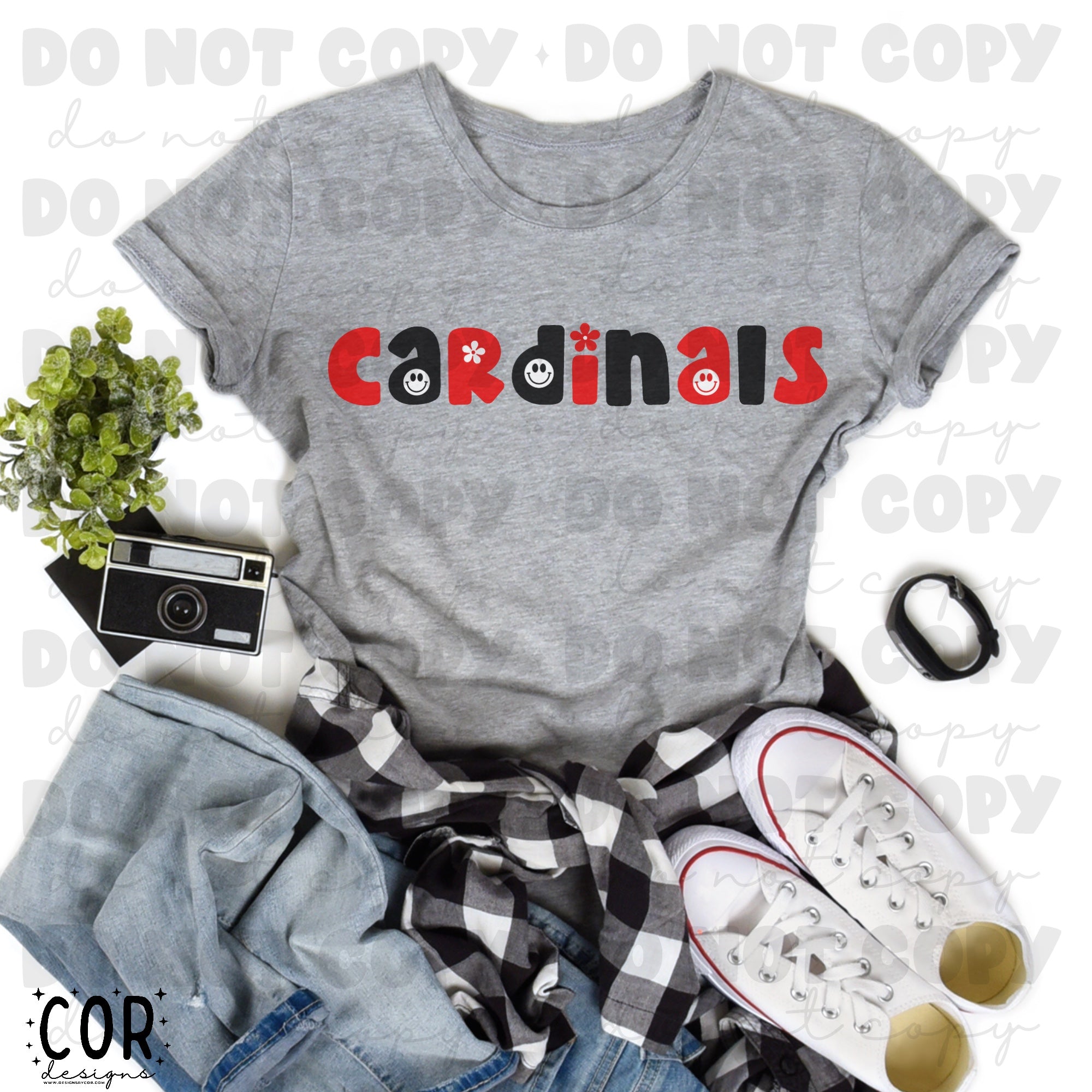 Cardinals Red And Black Flowers And Smiley Face Letters – Earthline Customs