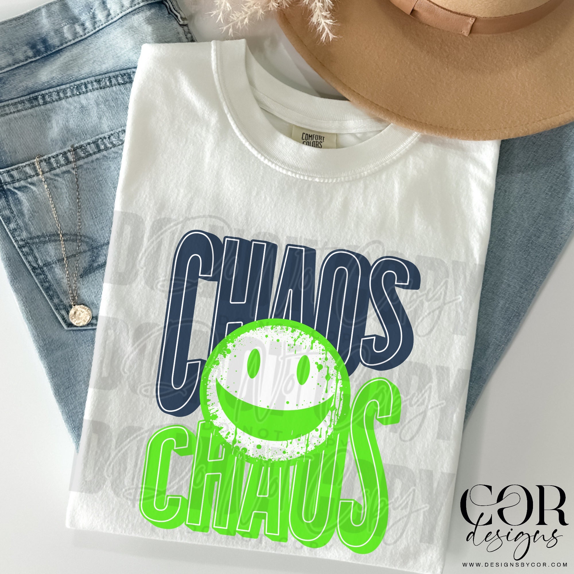 Chaos Blue And Bright Green Smiley Face – Earthline Customs