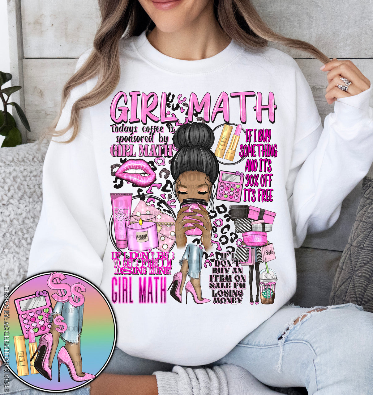 Girl Math - Dark Skin - FRONT ONLY – Earthline Customs