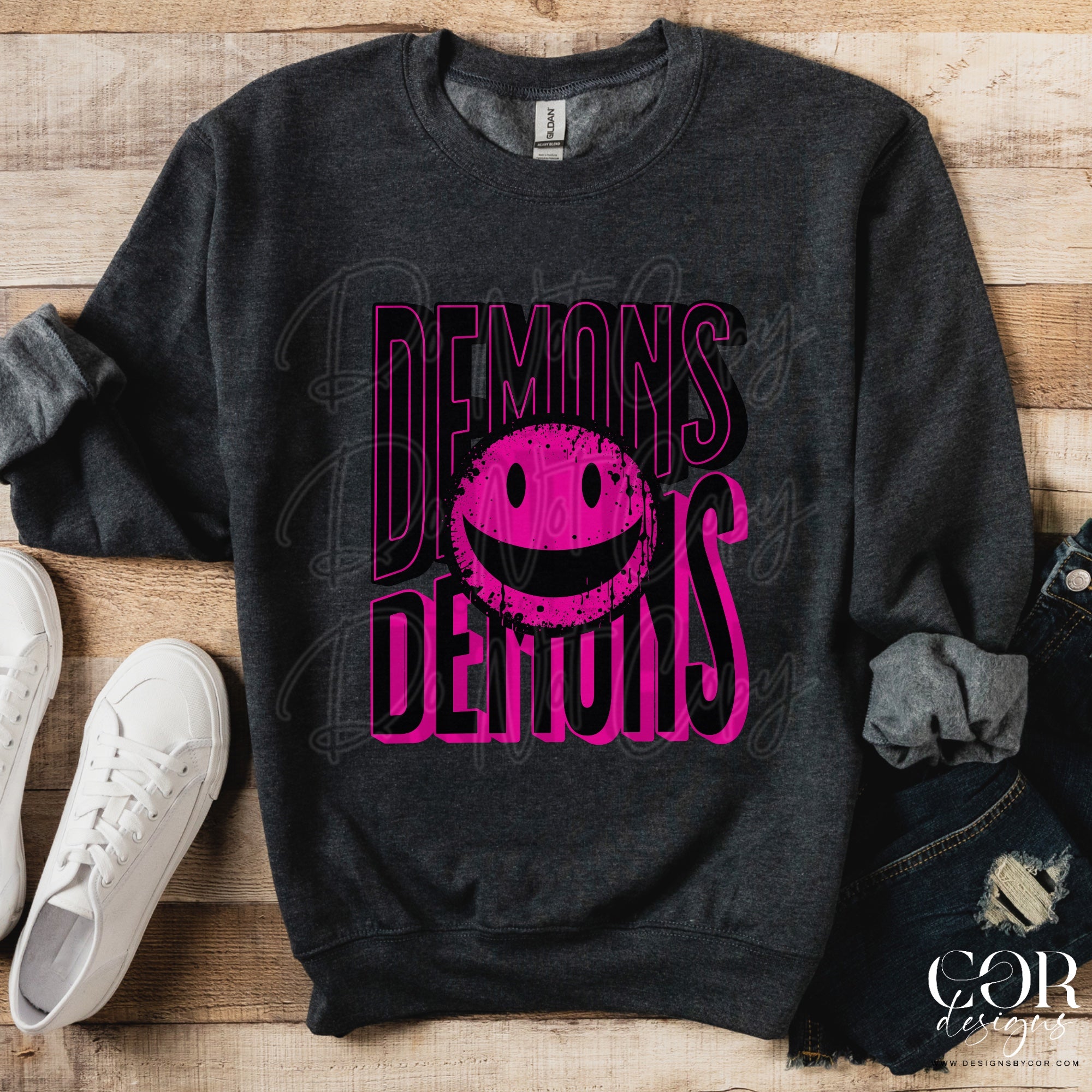 Demons Pink And Black Smiley Face – Earthline Customs