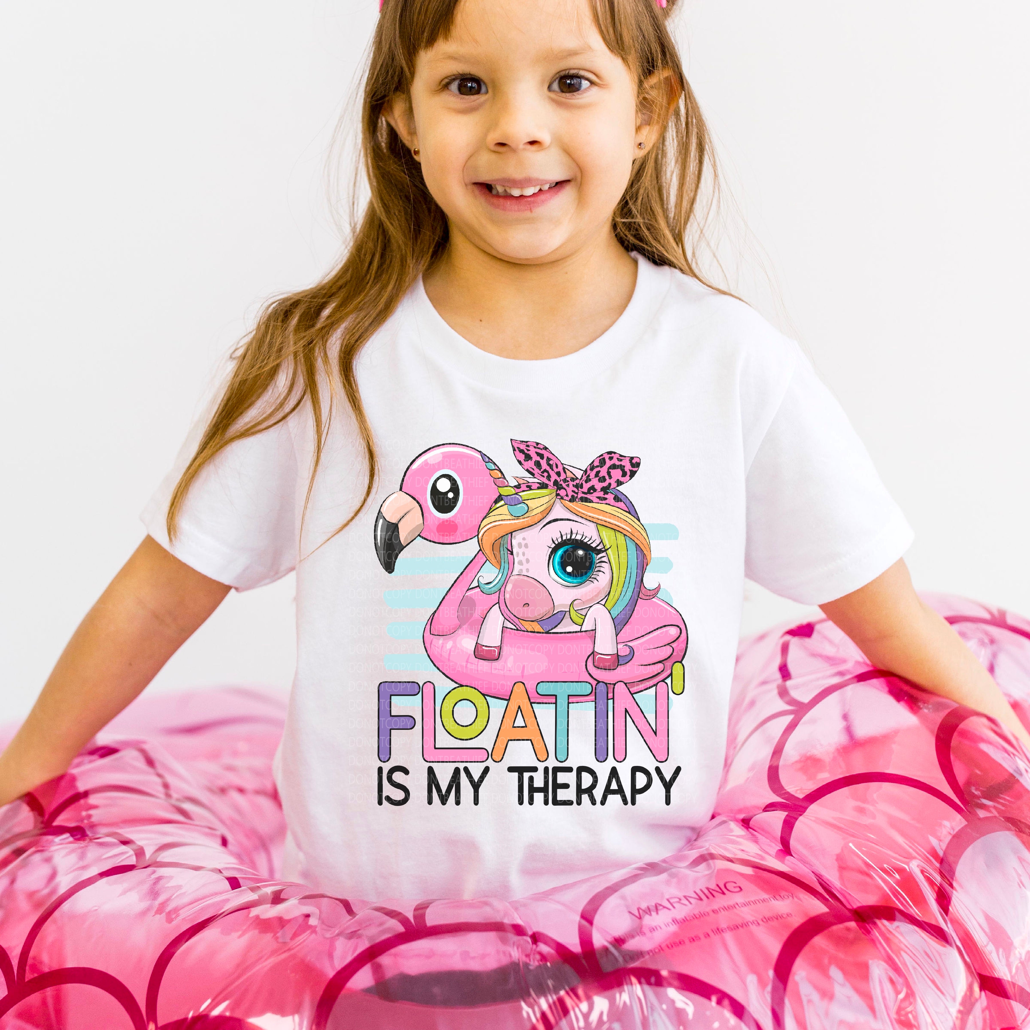 Floatin' Is My Therapy (Unicorn/Flamingo Floatie) - DTF Transfer ...
