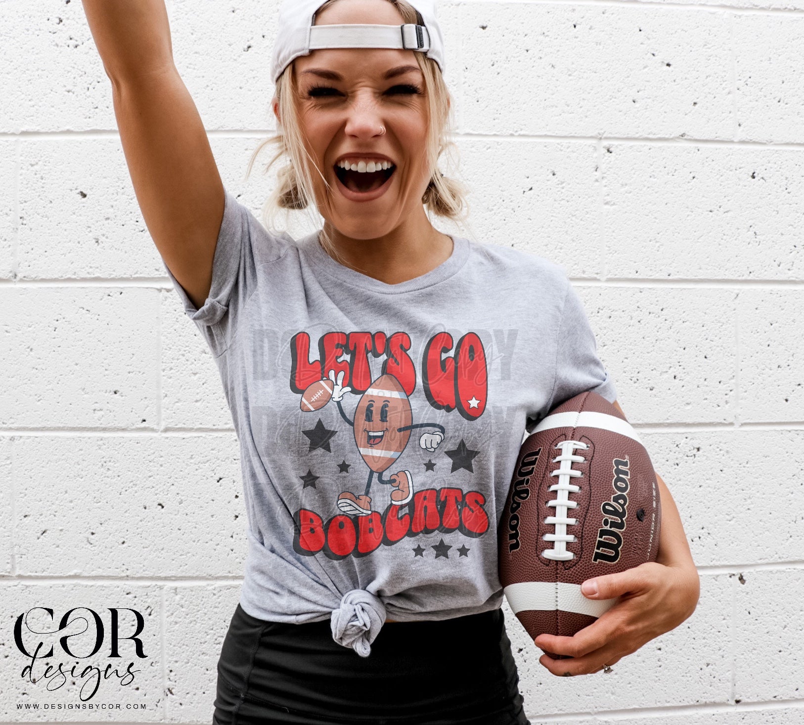 Lets Go Bobcats Red Football – Earthline Customs