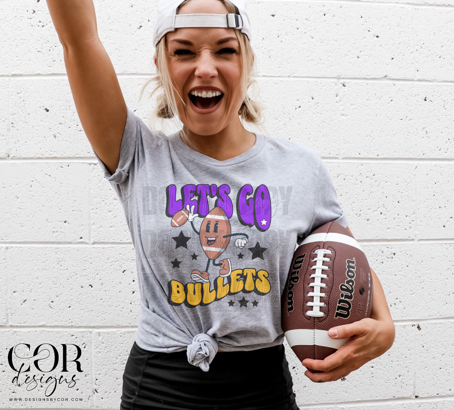 Lets Go Bullets Purple And Yellow Football – Earthline Customs