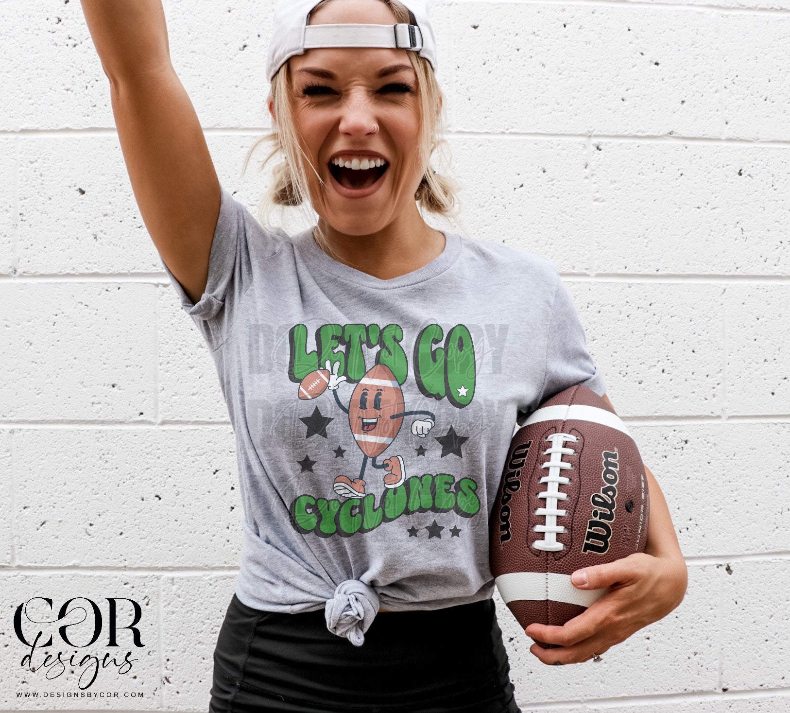 Lets Go Cyclones Green Football – Earthline Customs