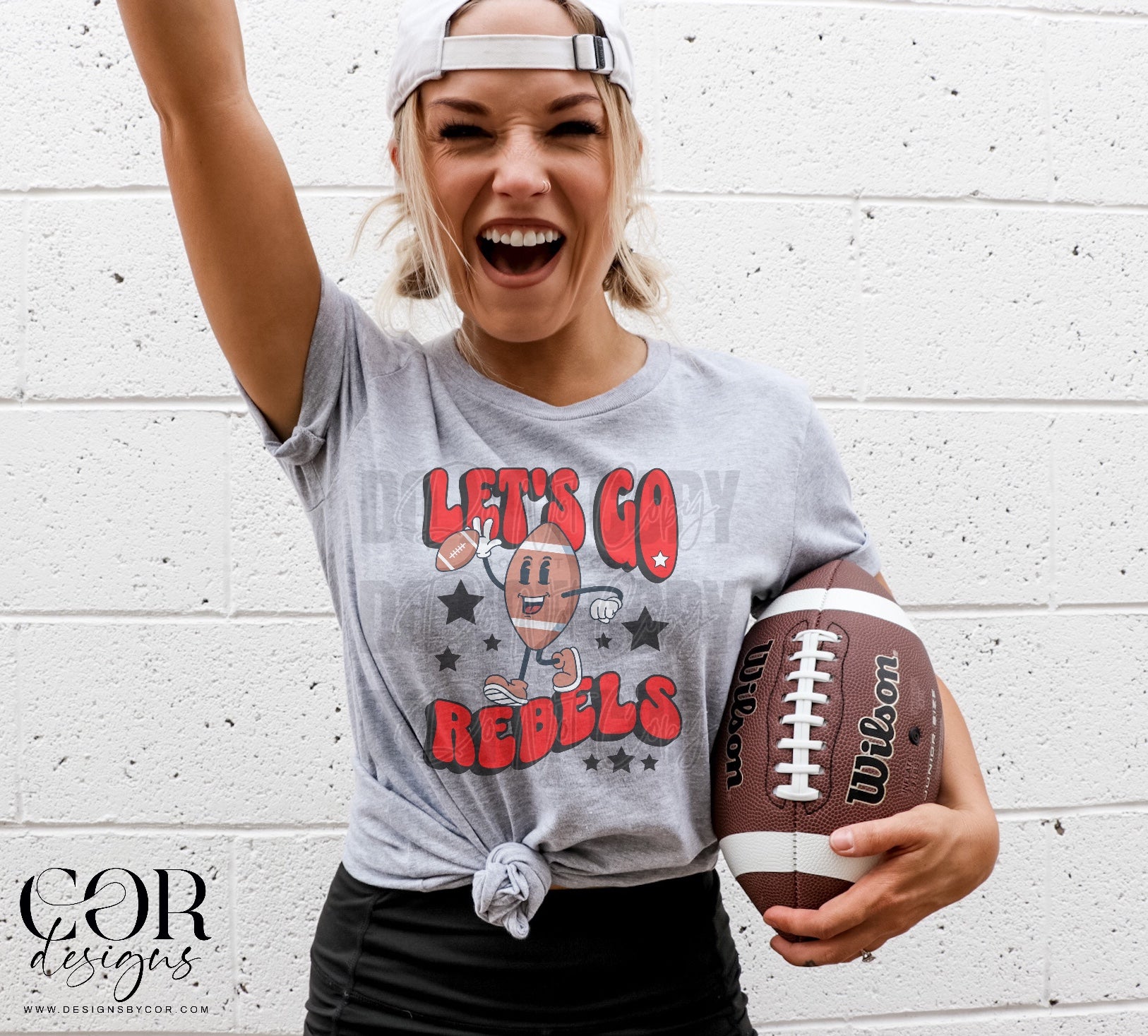 Lets Go Rebels Red Football – Earthline Customs