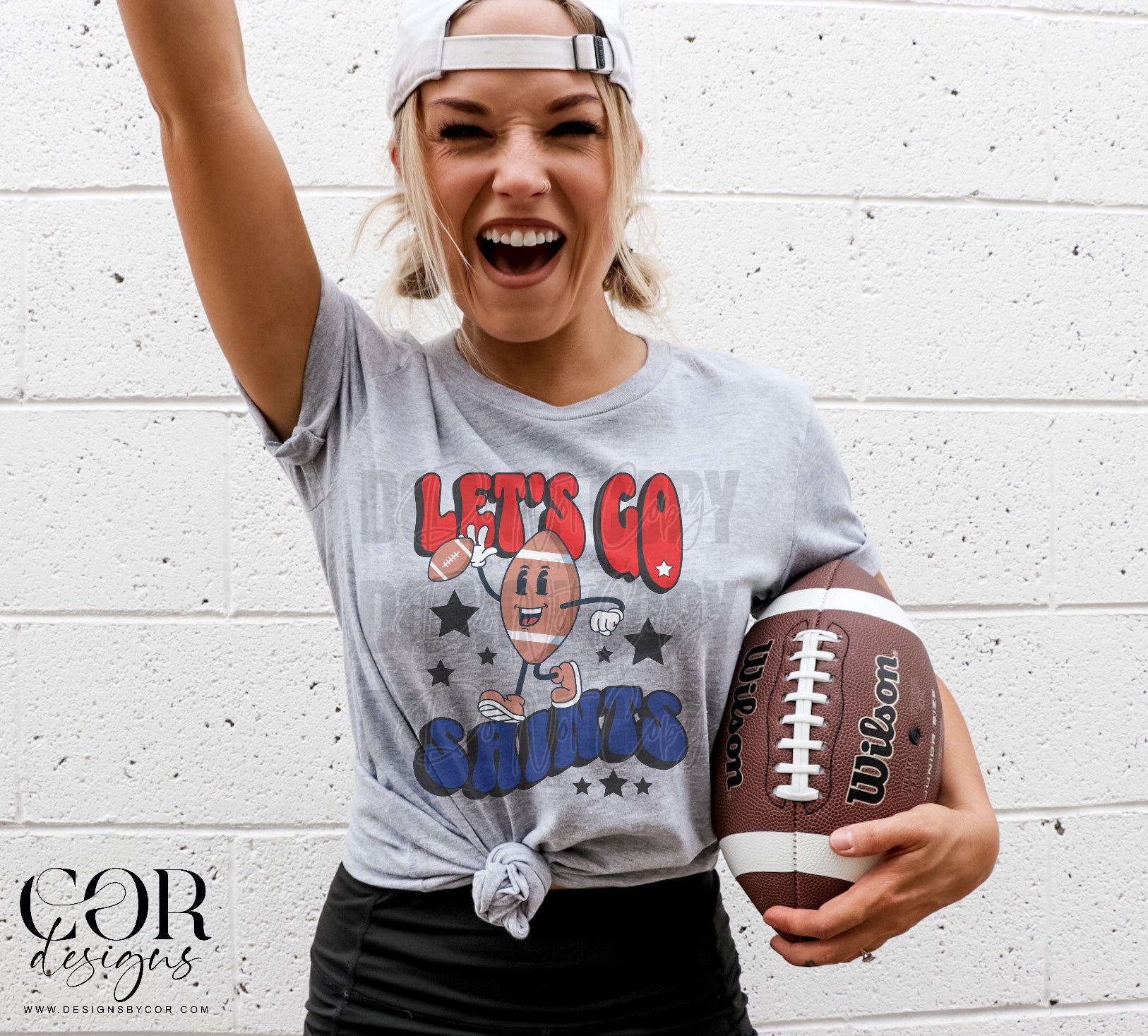 Lets Go Saints Red And Blue Football – Earthline Customs