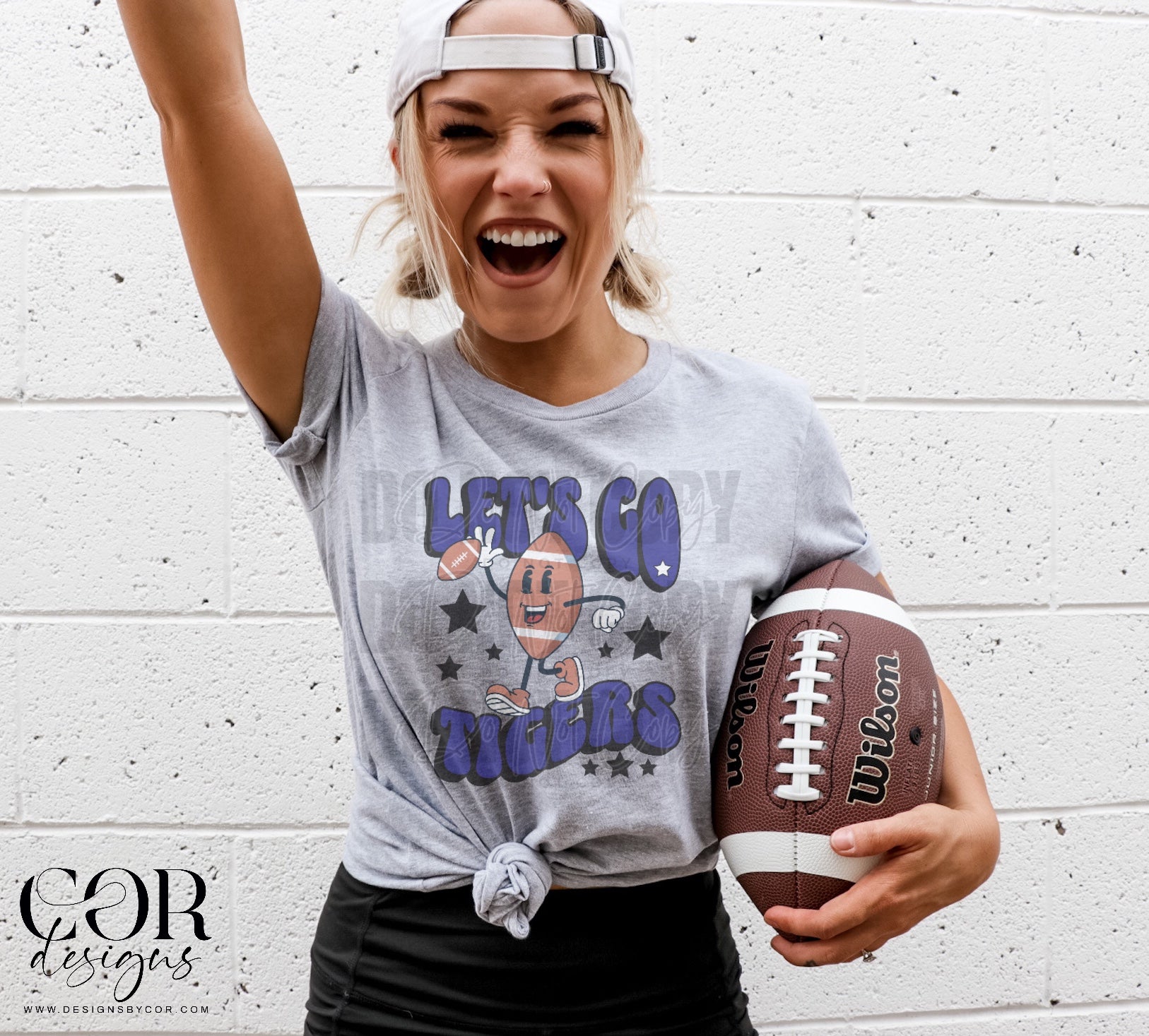 Lets Go Blue Tigers Purple Football – Earthline Customs