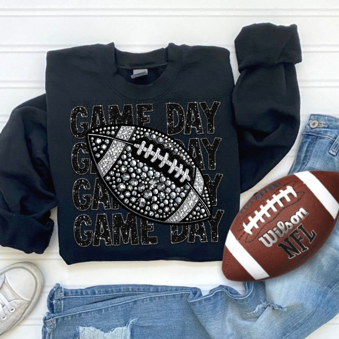Rhinestone Game Day Faux Football – Earthline Customs