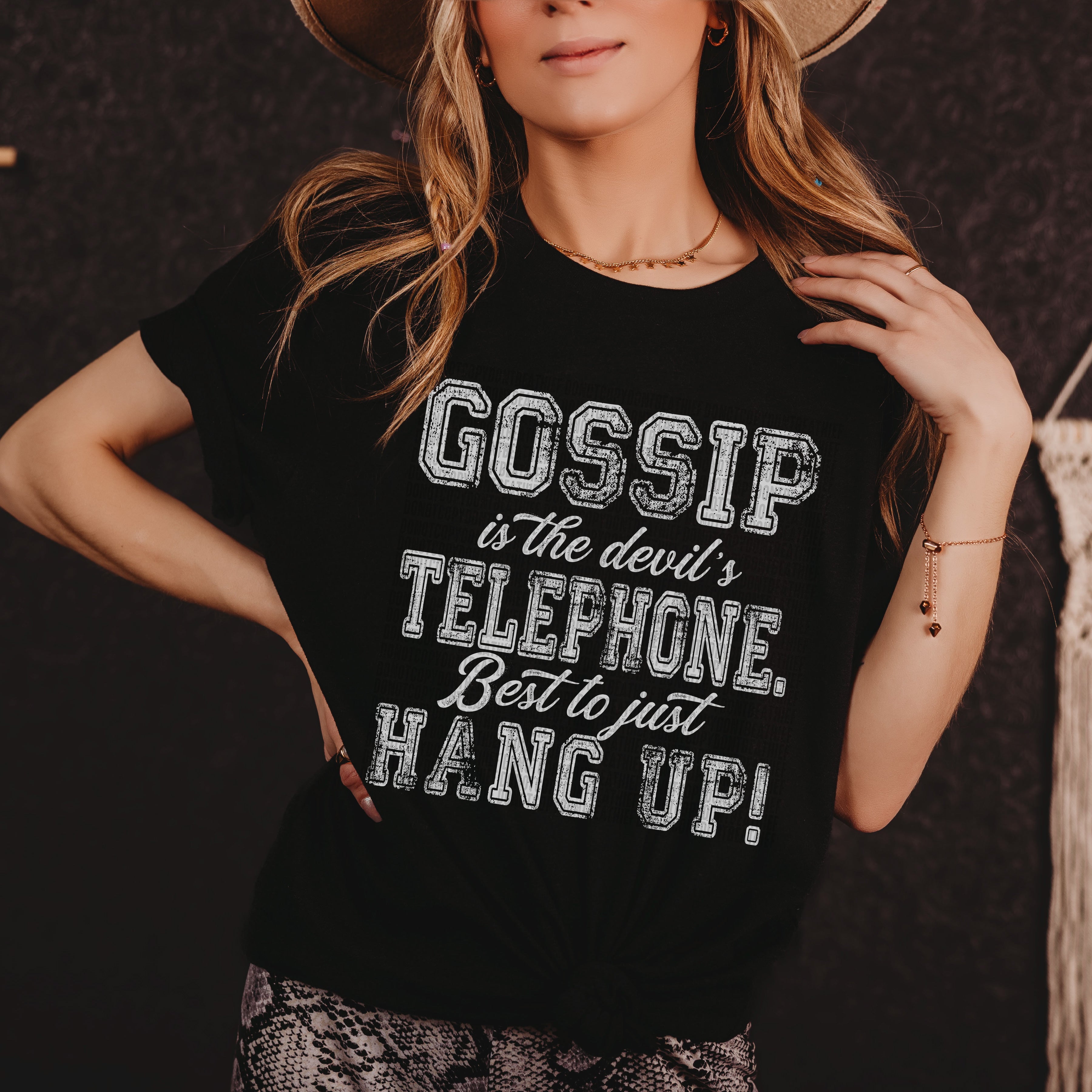 Gossip Is The Devils Telephone WHITE- DTF Print – Earthline Customs