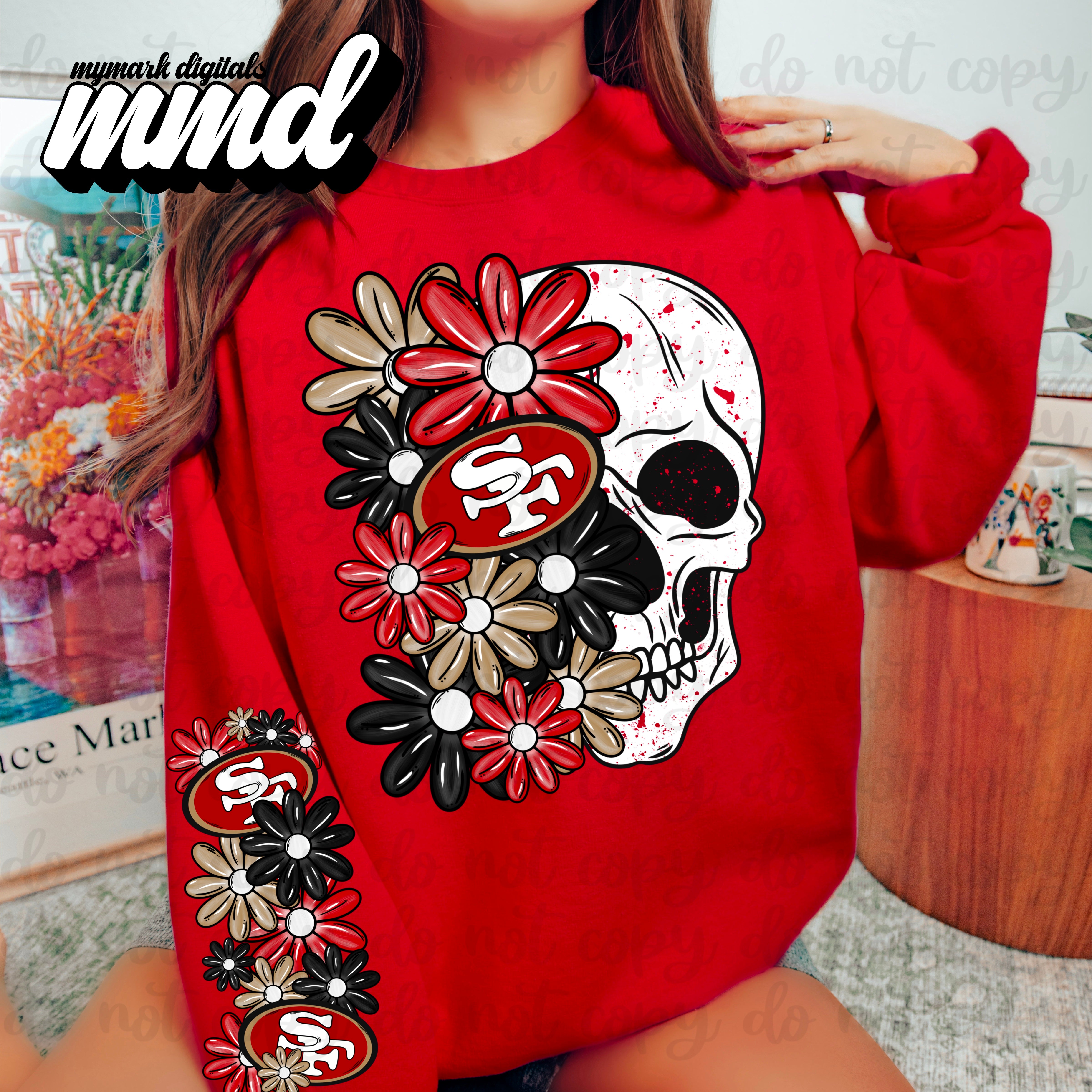 Floral Skull San Francisco 49ers - CHEST – Earthline Customs
