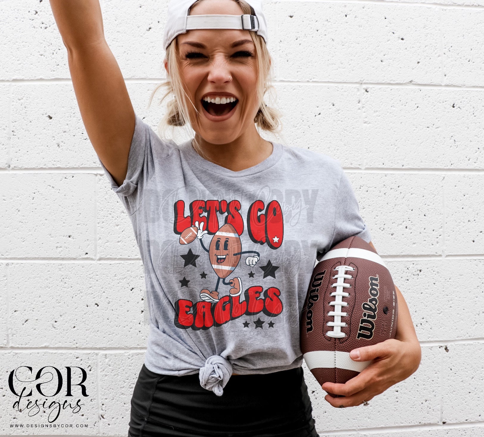 Lets Go Eagles Red Football – Earthline Customs