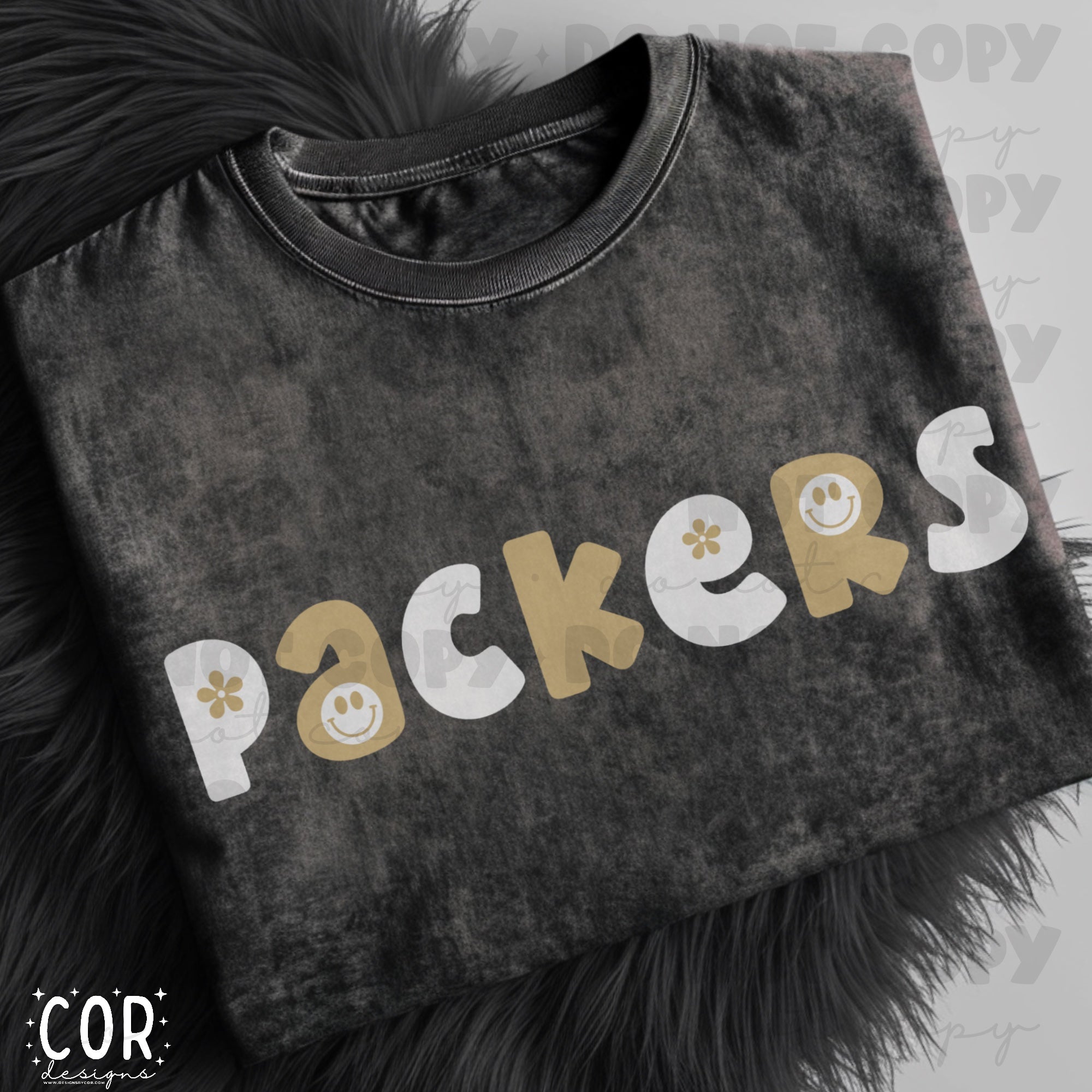 Packers White And Gold Flowers And Smiley Faces – Earthline Customs