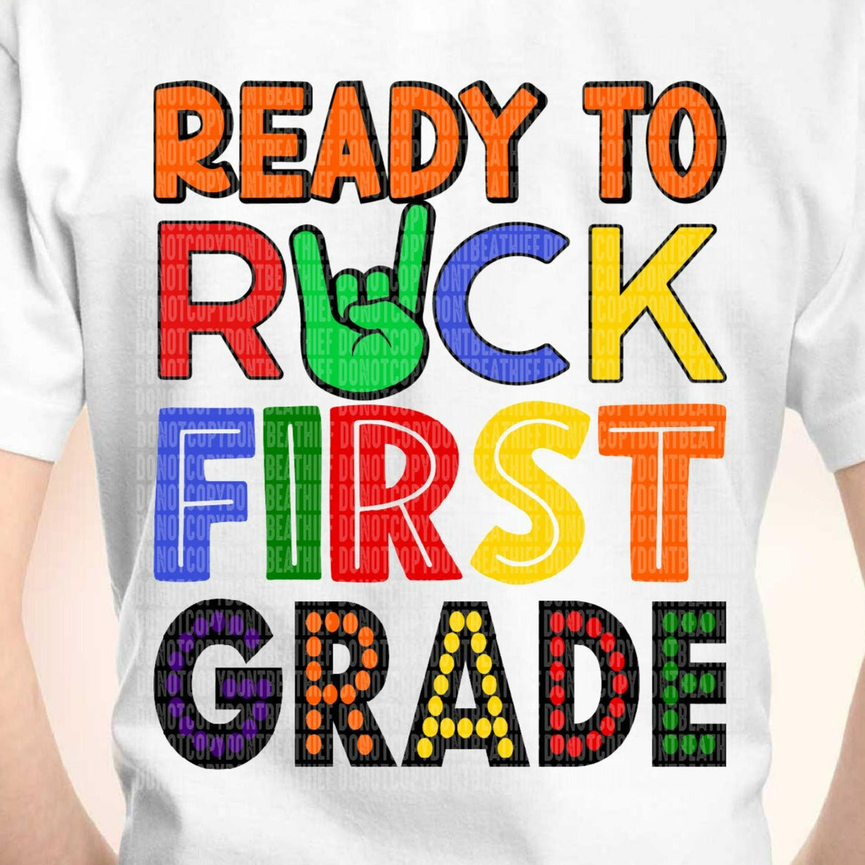 First Grade/Ready To Rock (ORANGE) (FRONT) -DTF Print – Earthline Customs