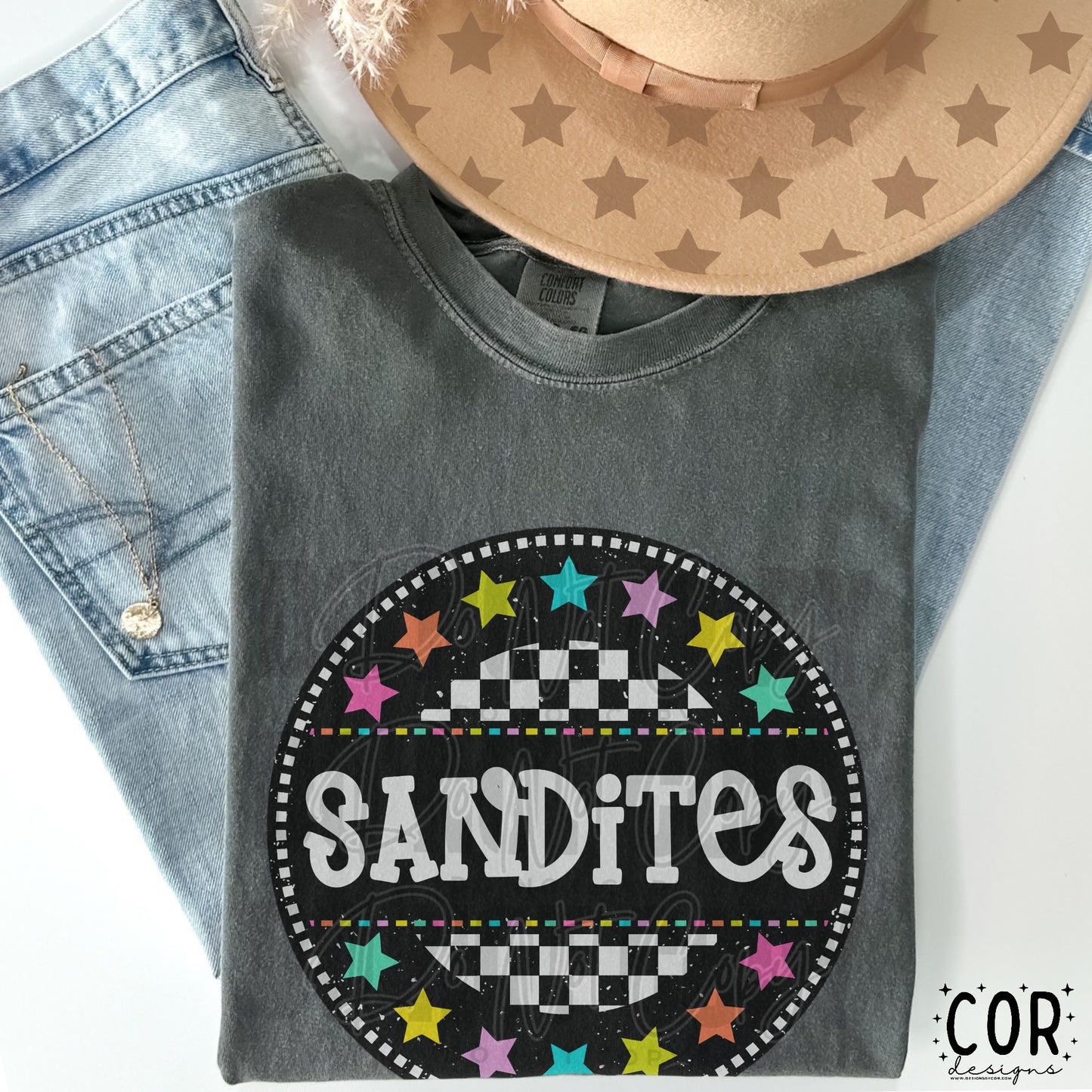 Sandites Colored Stars With Checkered Circle – Earthline Customs