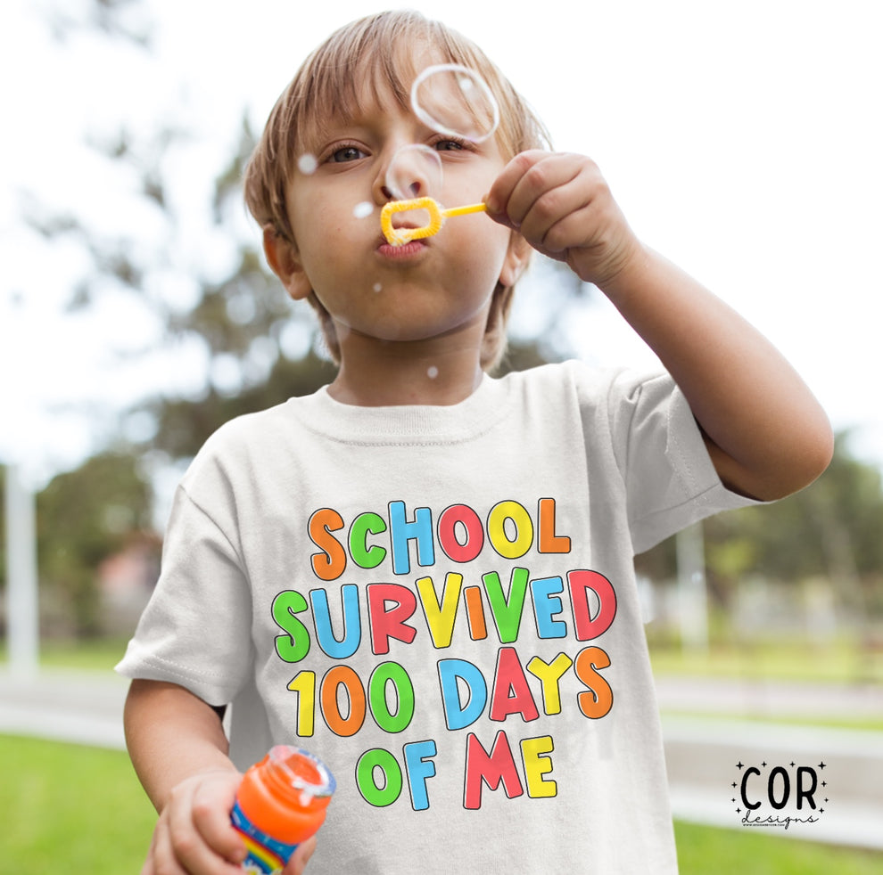 Schools Survived 100 Days Of Me Colorful Letters – Earthline Customs