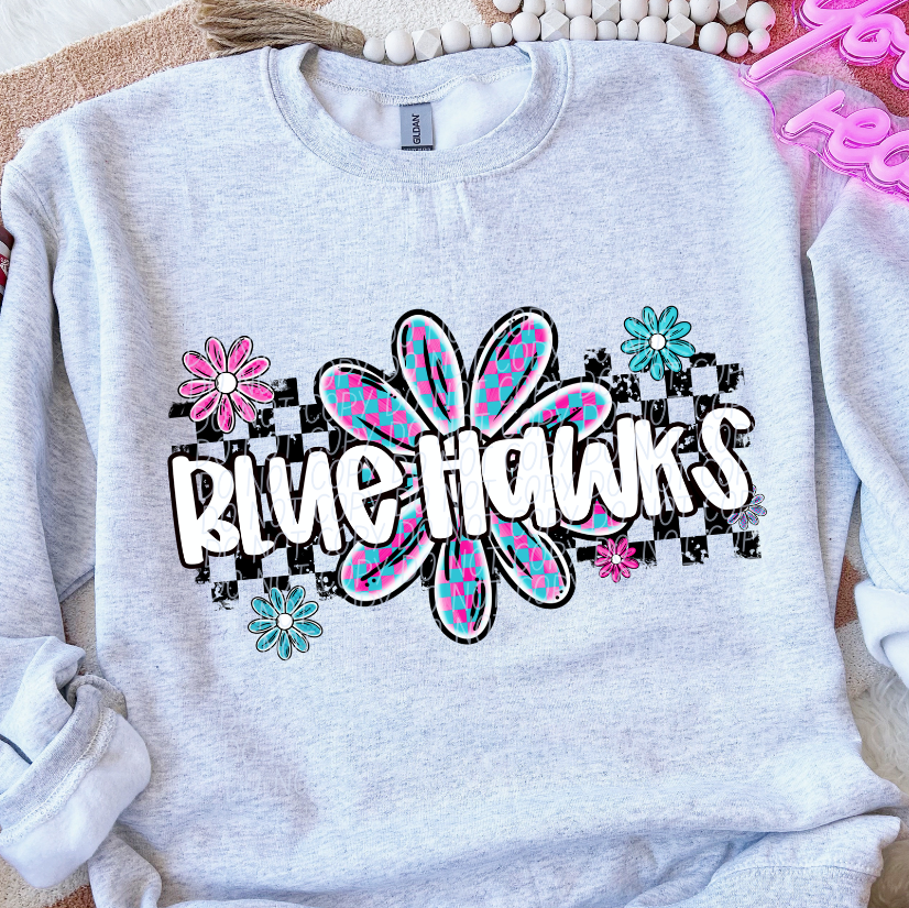 Blue Hawks (checker flower mascots) – Earthline Customs
