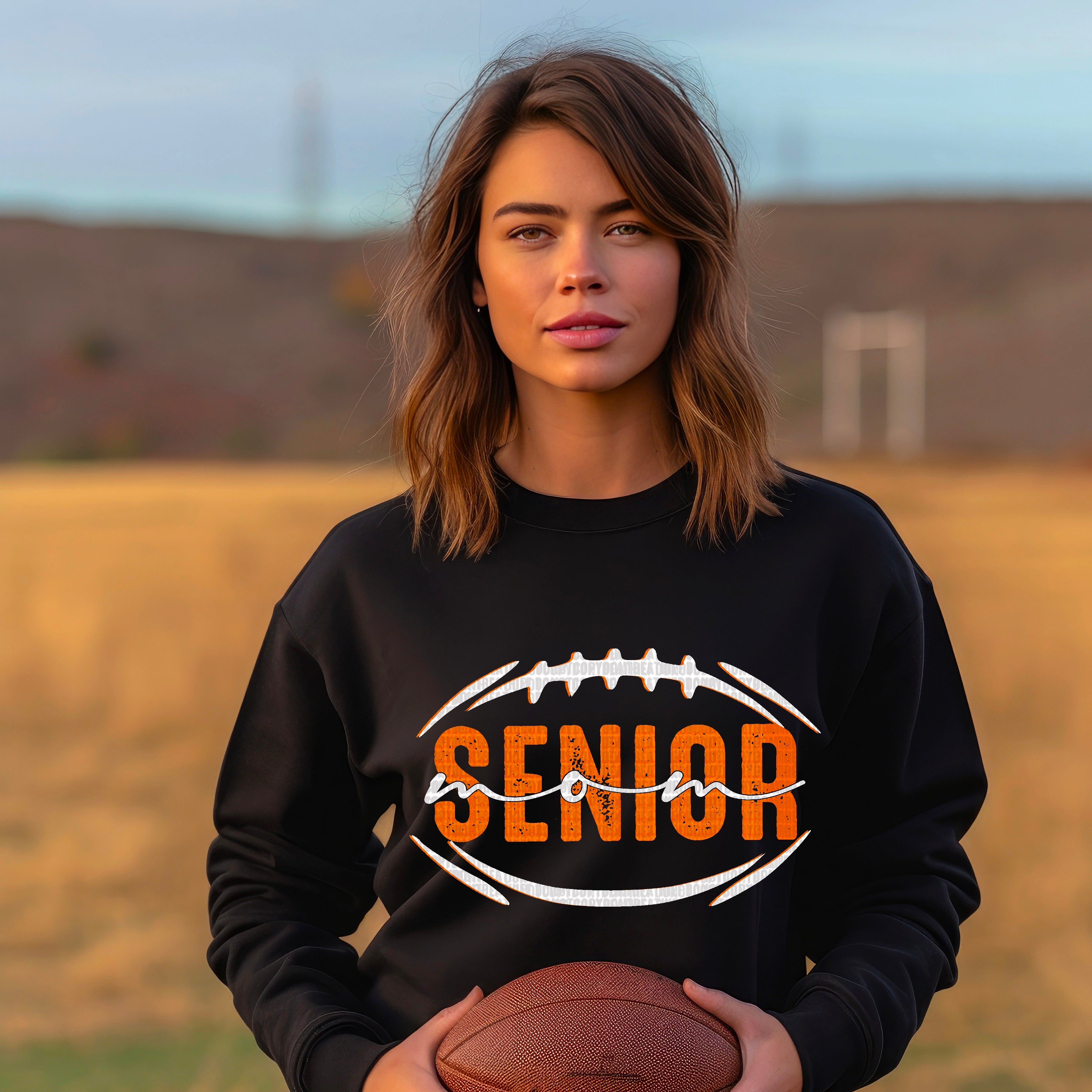 Senior Football Mom (ORANGE/WH) - DTF Transfer – Earthline Customs
