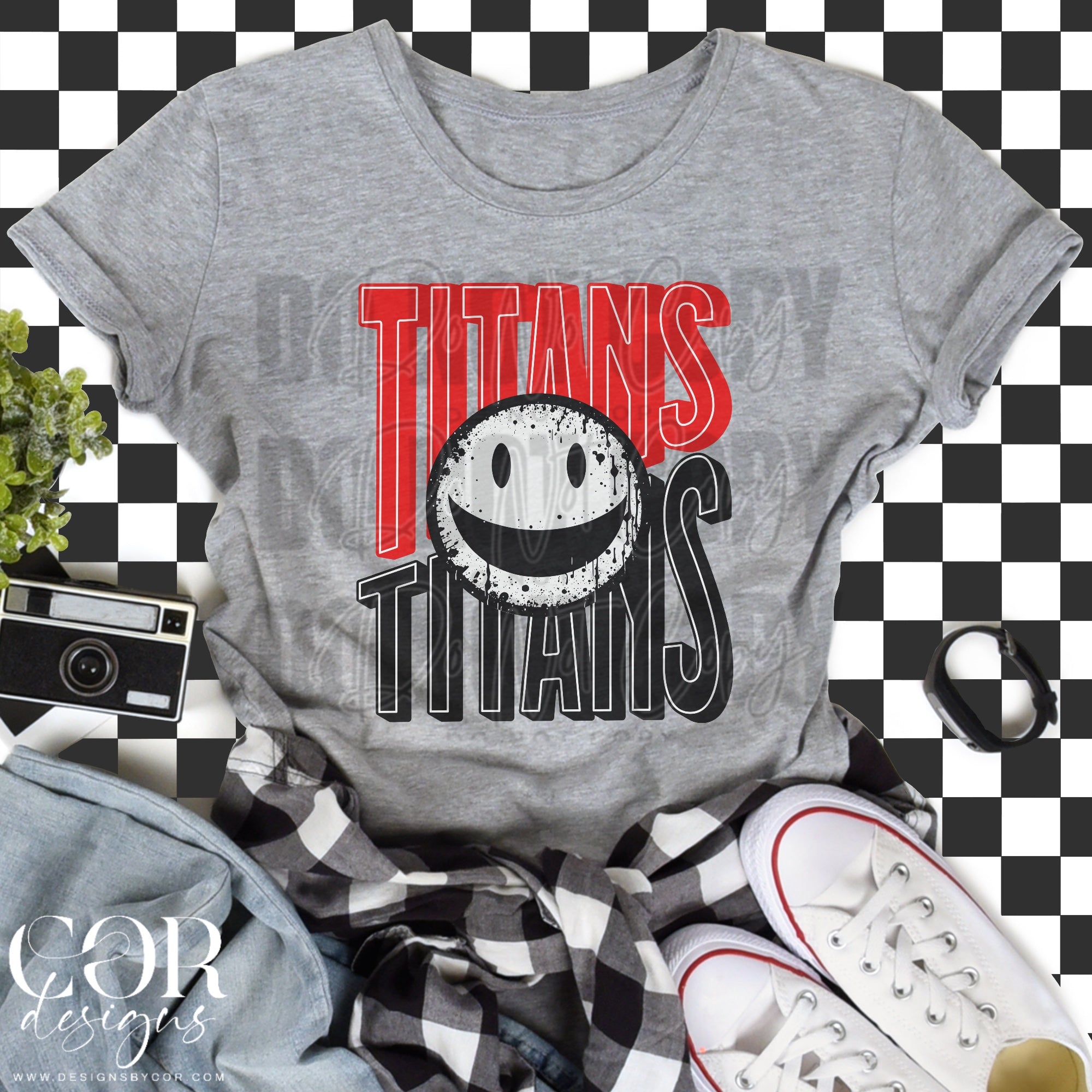 Titans Red & Black Smiley Face – Earthline Customs