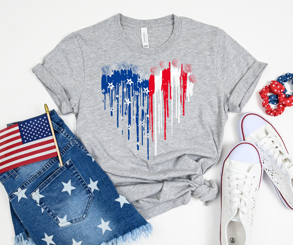 Fourth of July Flag Drip Heart – Earthline Customs