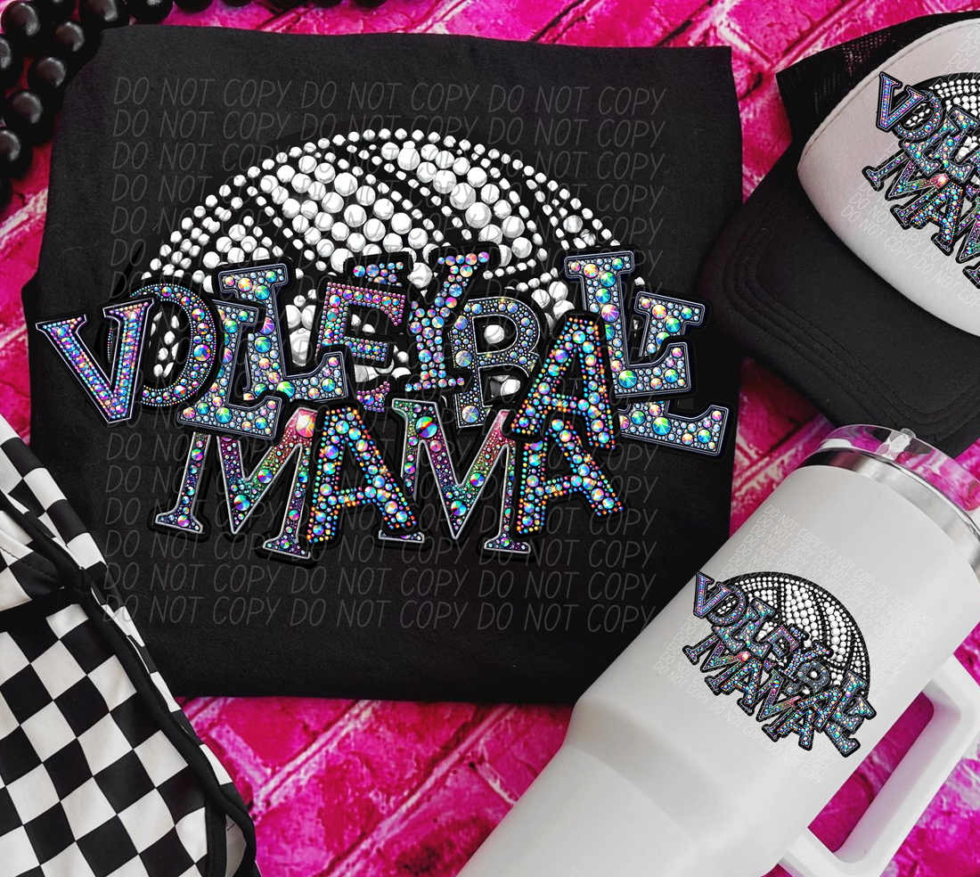 Rhinestone Volleyball Mama – Earthline Customs