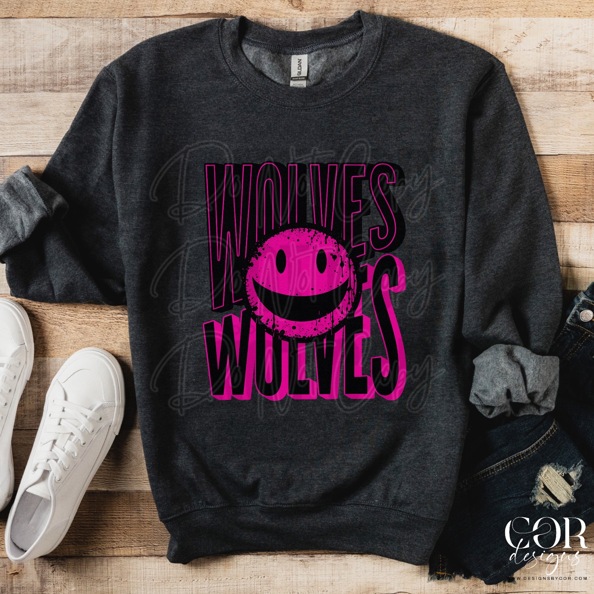 Wolves Pink & Black Smiley Face – Earthline Customs